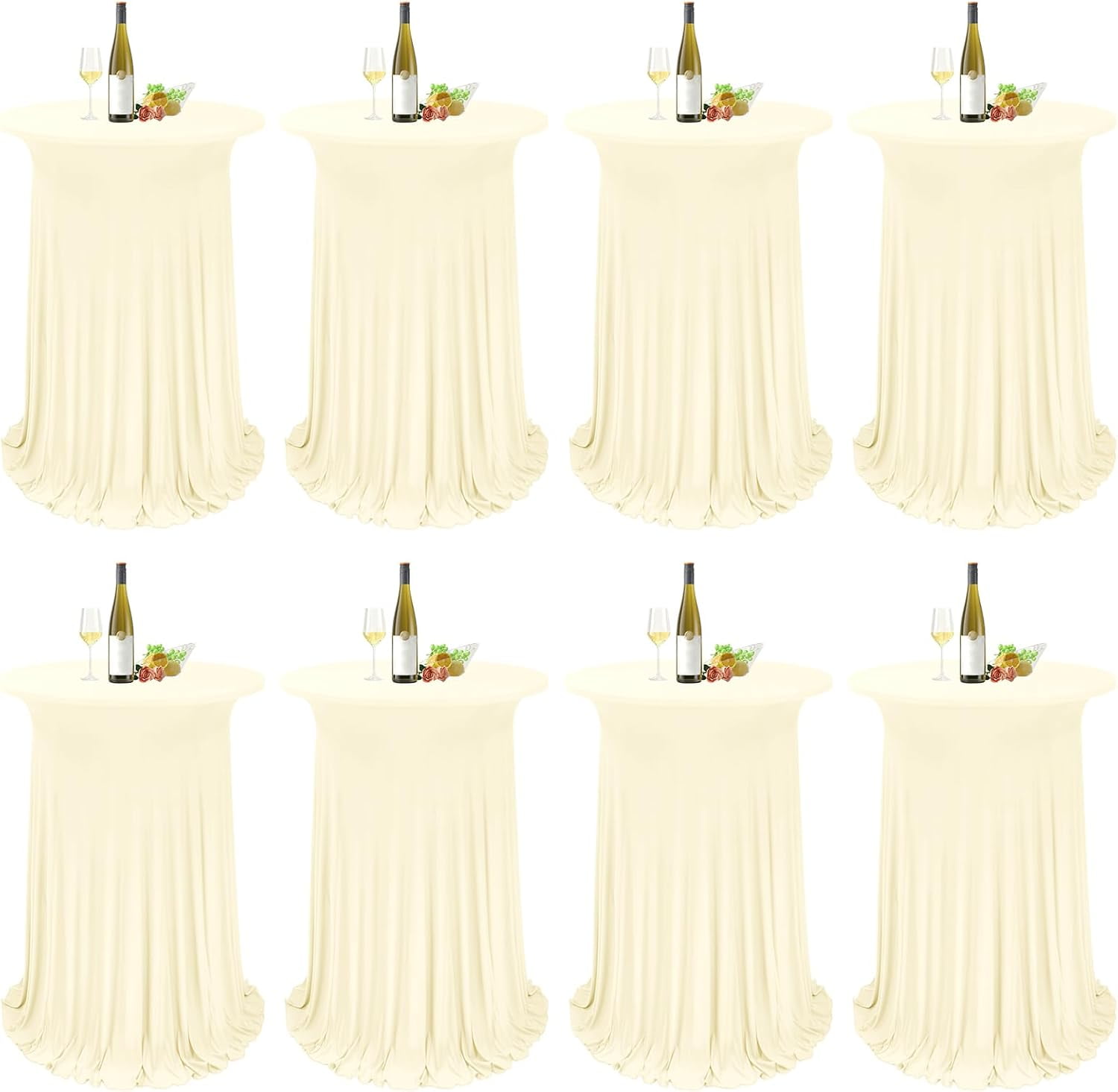 8 Packs Round Cocktail Table Skirt 32"x 43" Spandex Stretch Cocktail ...