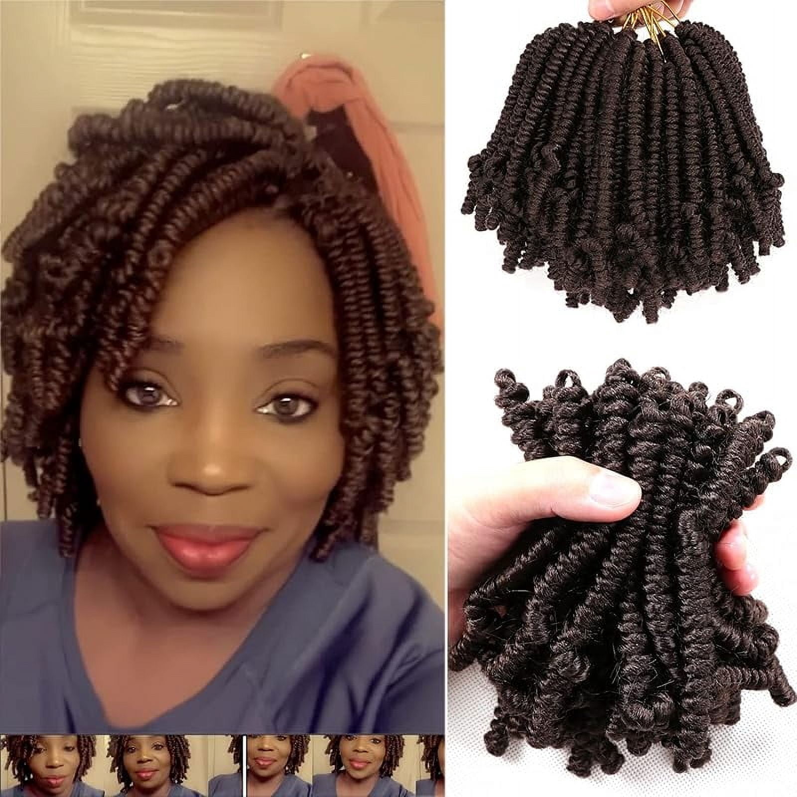8 Packs Short Bob Spring Twist Crochet Hair for Kids 6 Inch Pretwisted ...