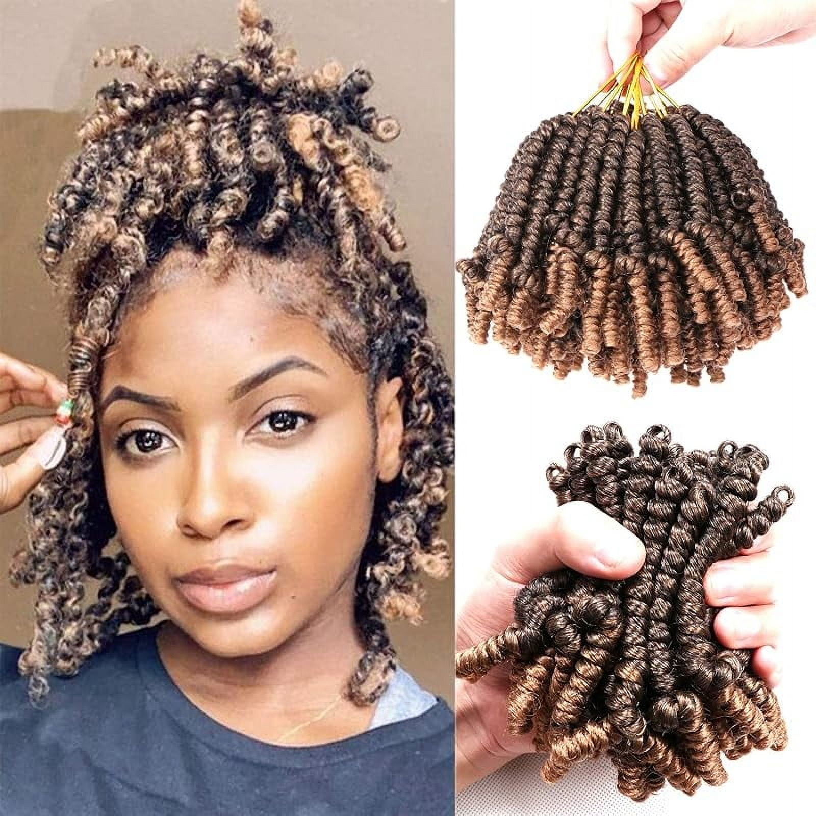 8 Packs Short Bob Spring Twist Crochet Hair for Kids 6 Inch Pretwisted ...