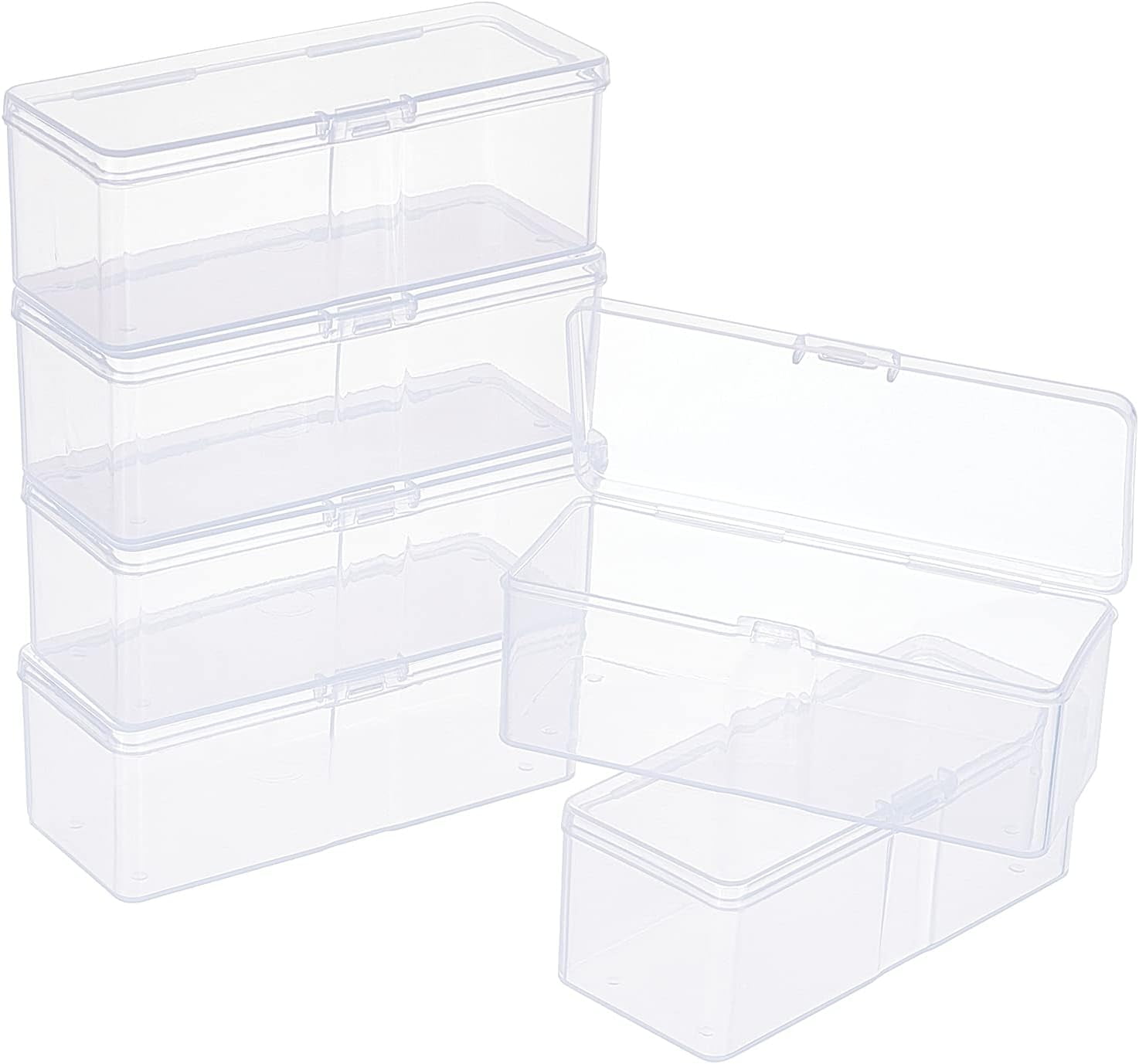 8 Packs Small Clear Plastic Beads Storage Containers Box with Hinged ...