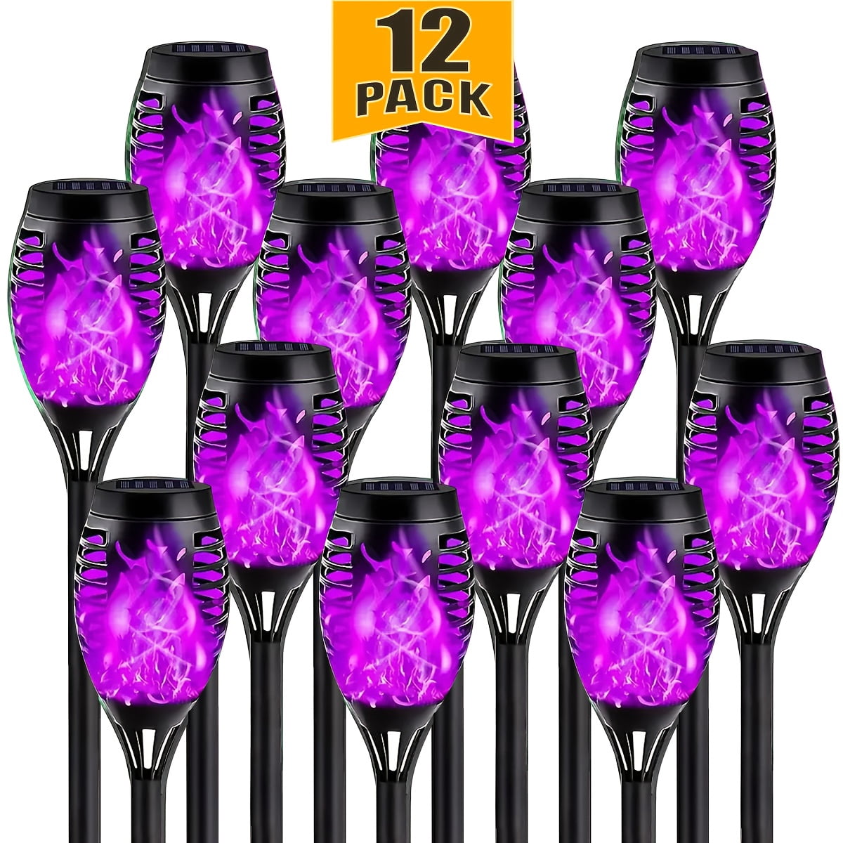 8 Packs Solar Outdoor Flame Torch Lamps, Flickering Dancing Light IP65 ...