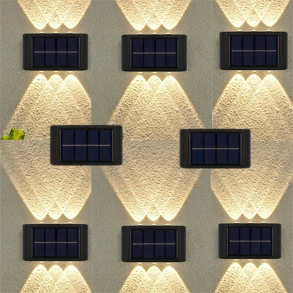 8 Packs Solar Wall Light, Outdoor 6 LED Deck Lights, Wall Light, For ...