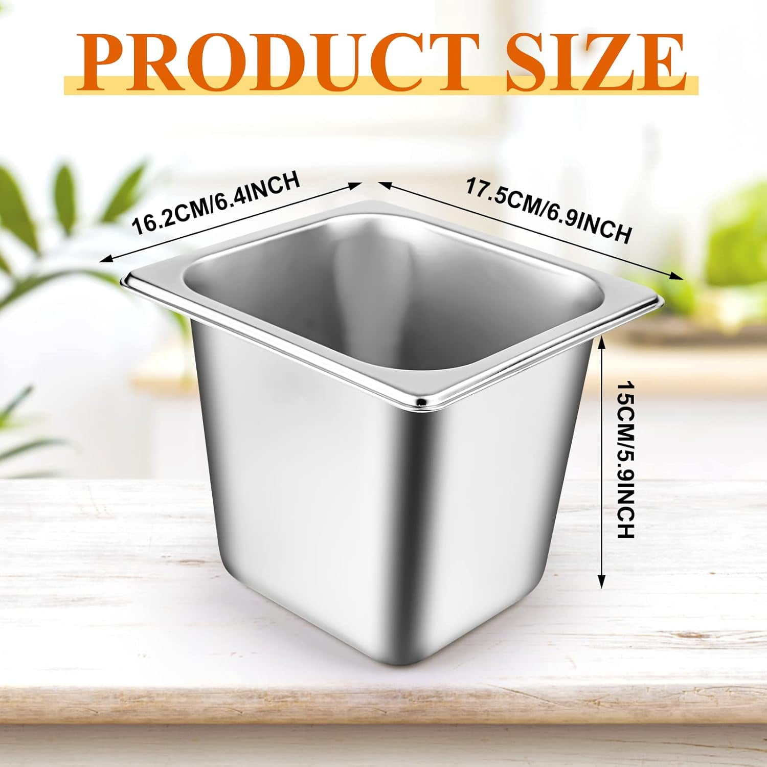 8 Packs Stainless Steel Hotel Pans 1/6 Size x 6" Deep Steam Table Pan ...