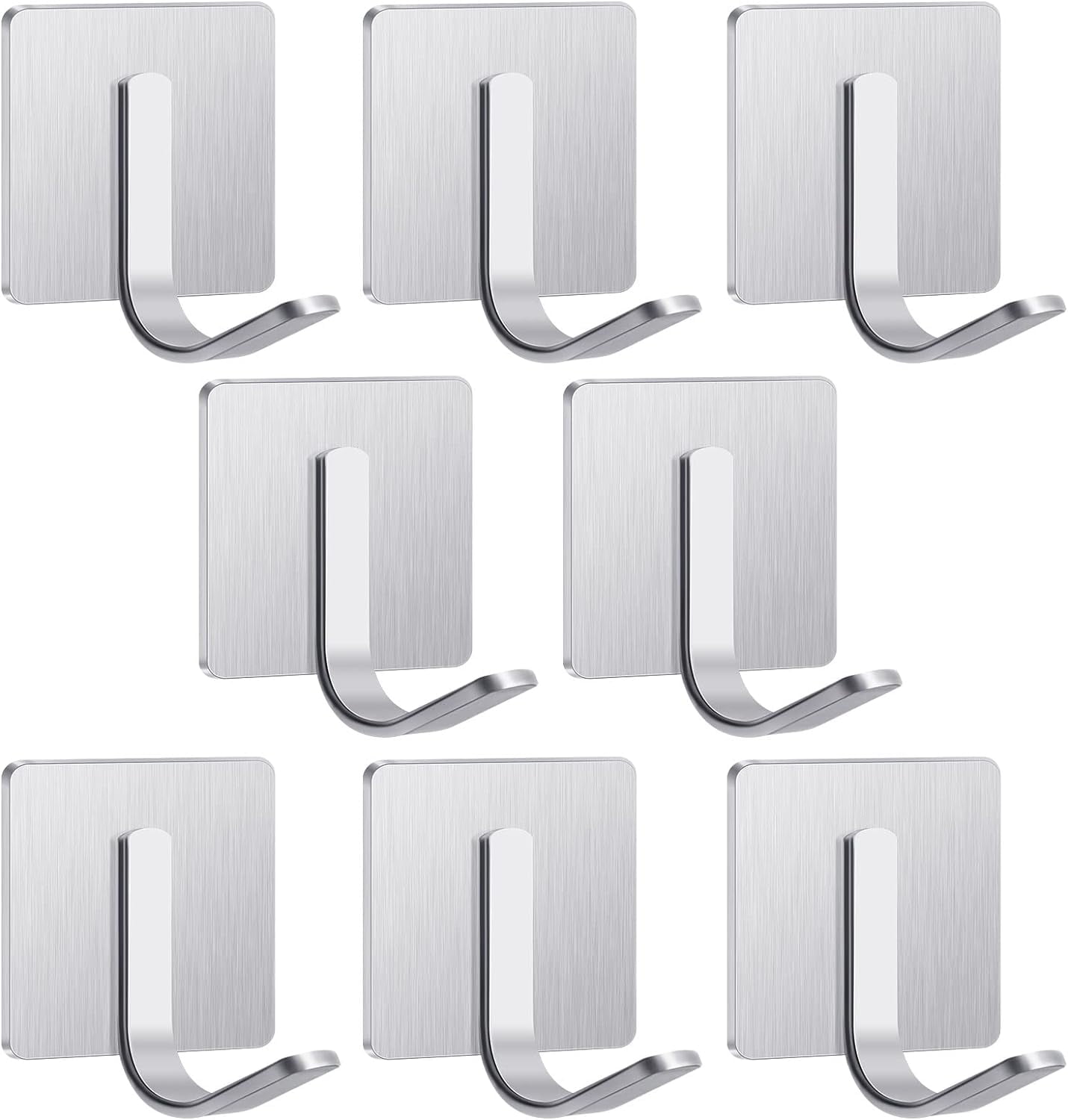 8 Packs Stick on Hooks Heavy Duty Hooks Silver Stick on Wall Hooks for ...