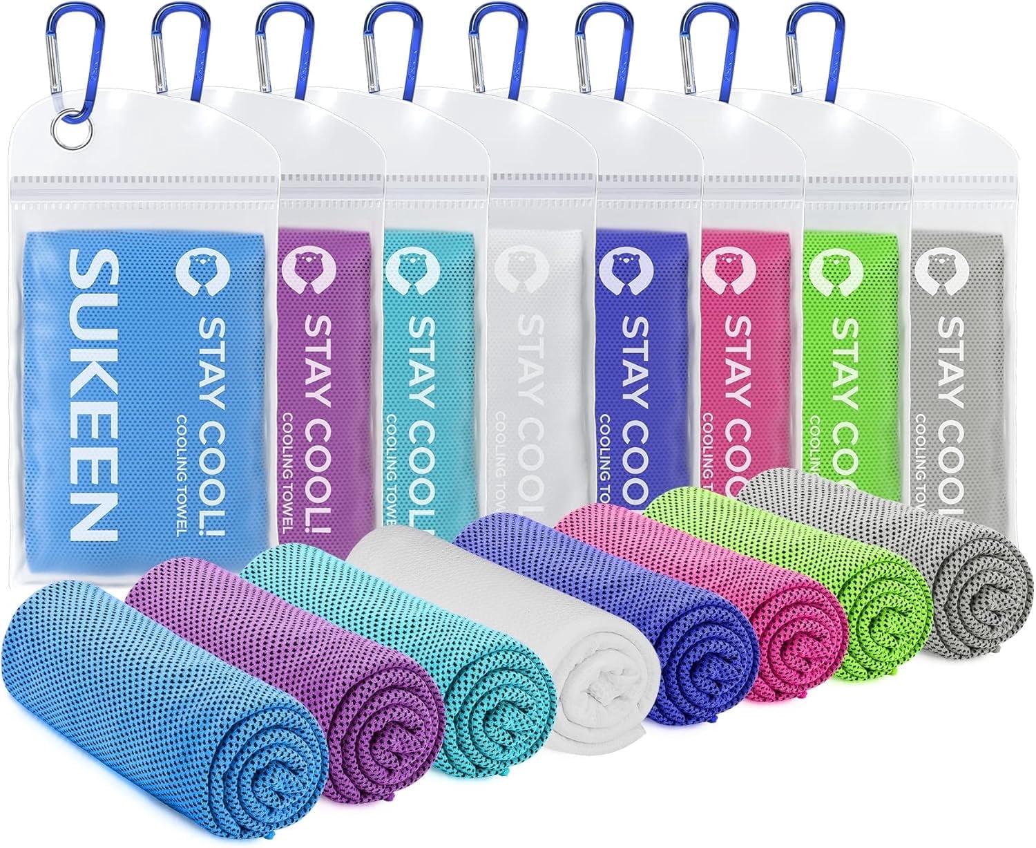 8 Pack Cooling Towels for Neck and Face Super Absorbent Ice Towel Quick ...