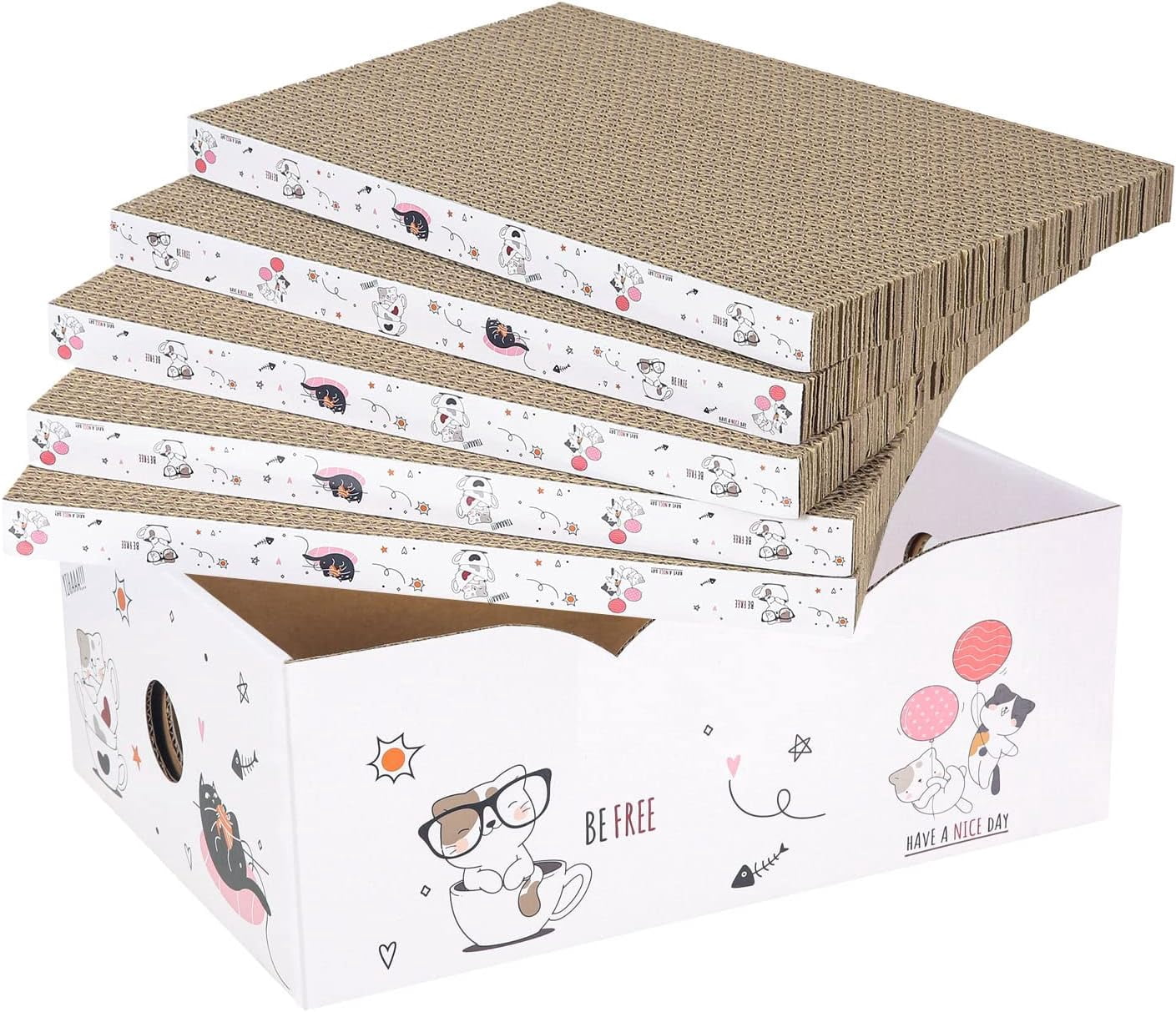 8 Packs in 1 Cat Scratch Pad, Cat Scratcher Cardboard,Reversible ...