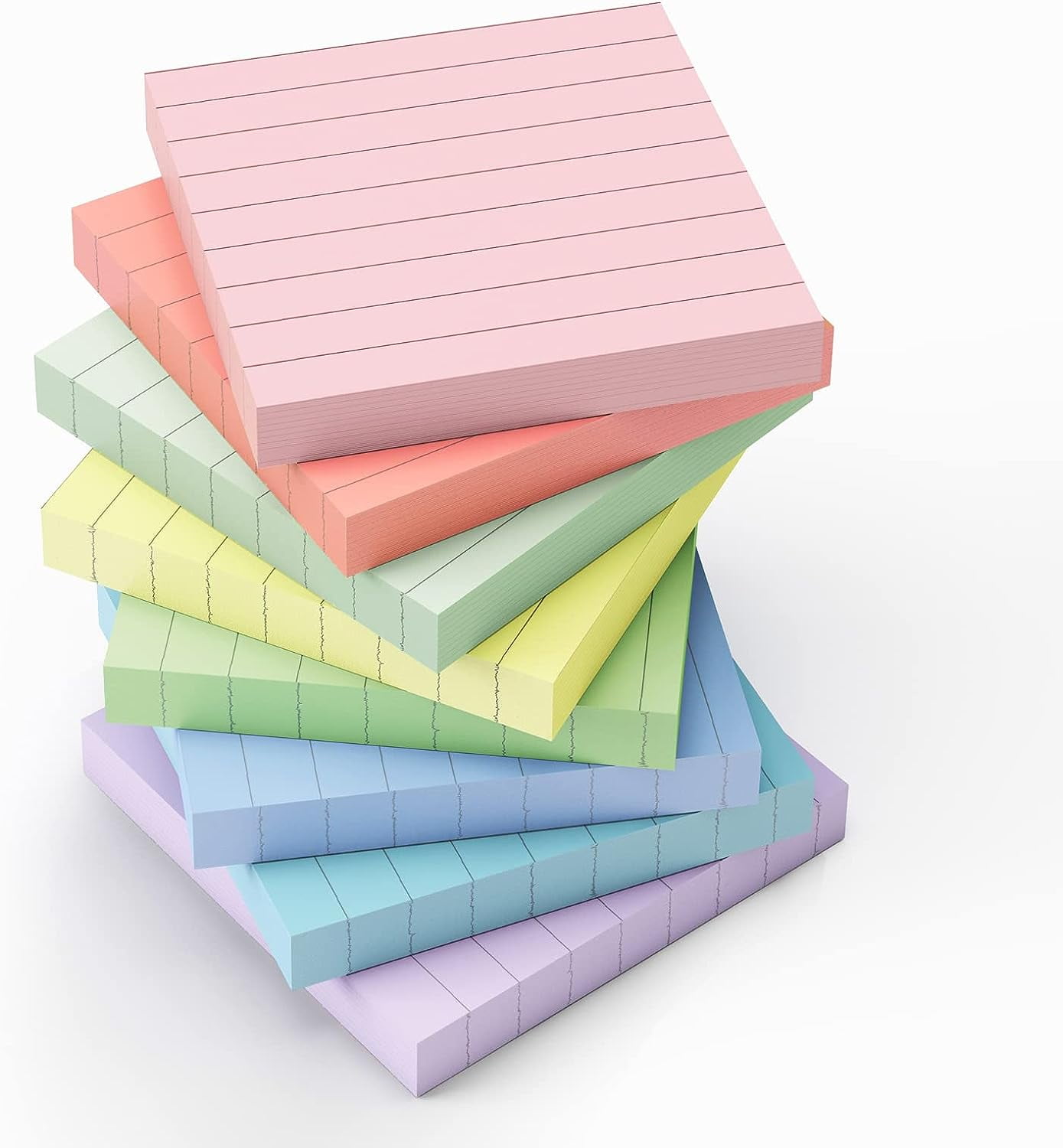 8 Pad Lined Sticky Notes, 3x3 Inch Self-Adhesive Note Pads, 80 Sheets ...