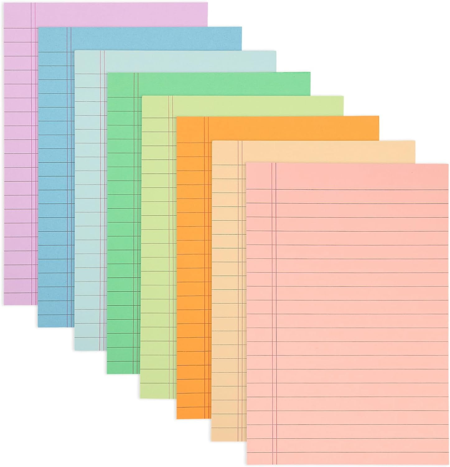 8 Pads Lined Sticky Notes, 3x3 Inches Super Adhesive Memo Pads, 100 ...