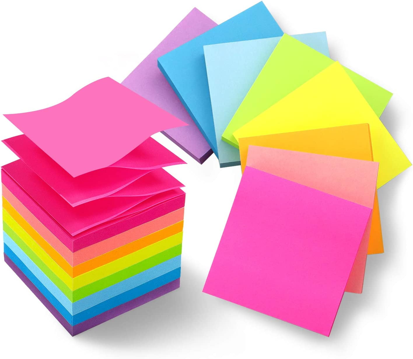 8 Pads Pop Up Sticky Notes 3x3 Refills Bright Colors Self-Stick Notes ...