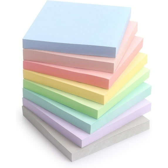 8 Pads Sticky Notes 3x3 Self-Stick Notes 8 Bright Multi Colors Purple ...