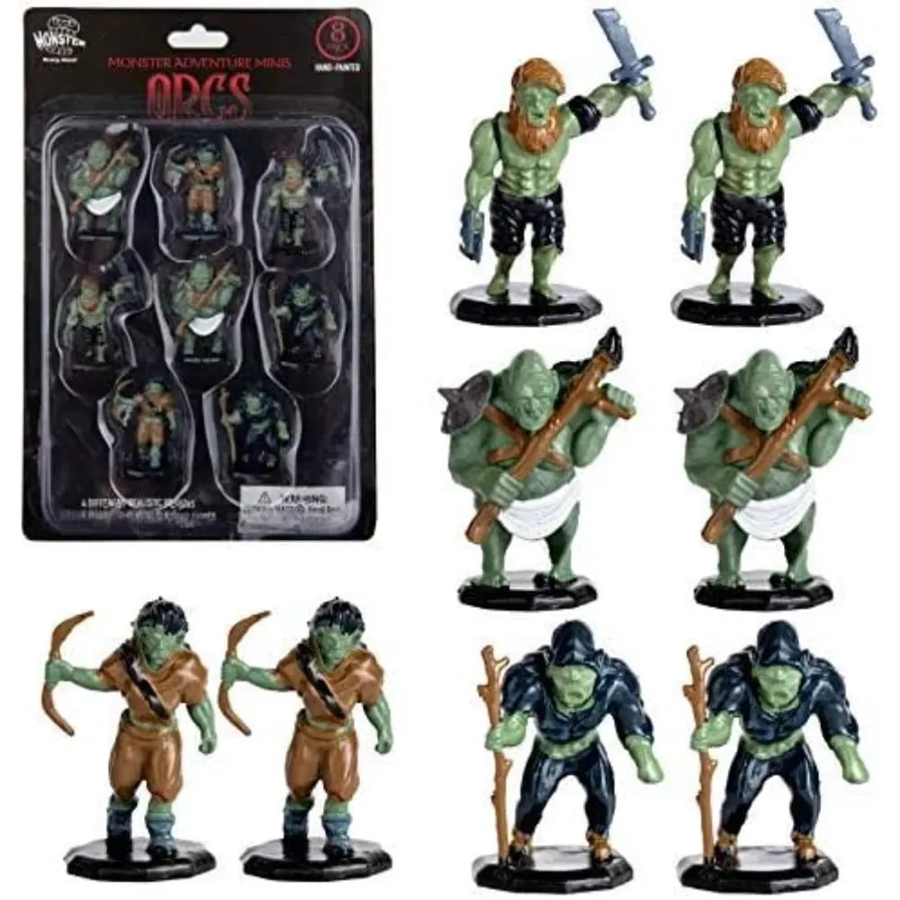 8 Painted Fantasy Orc Mini Figures- All Unique Designs- 1