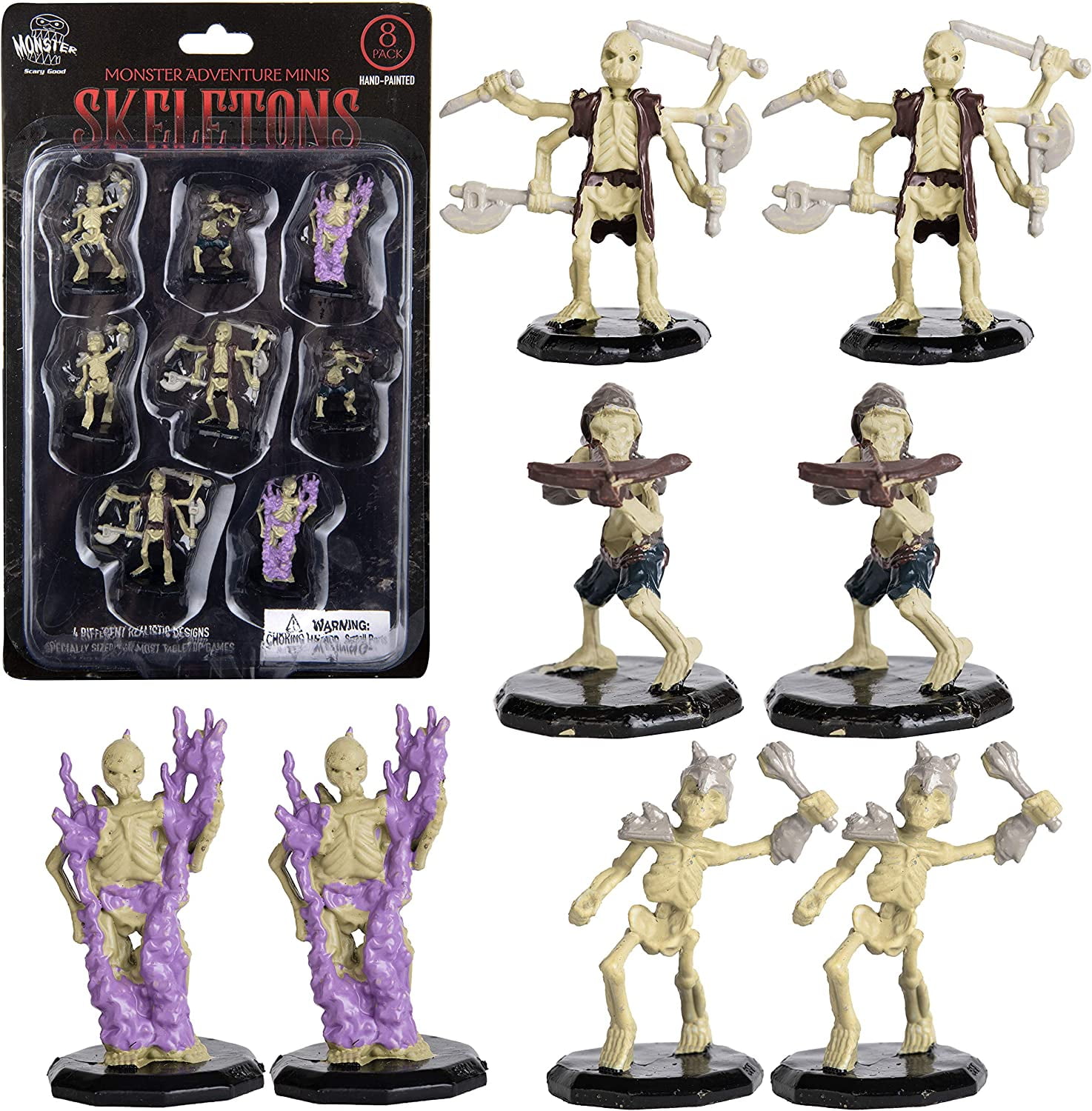 8 Painted Fantasy Skeleton Mini Figures- All Unique Designs- 1" Hex ...