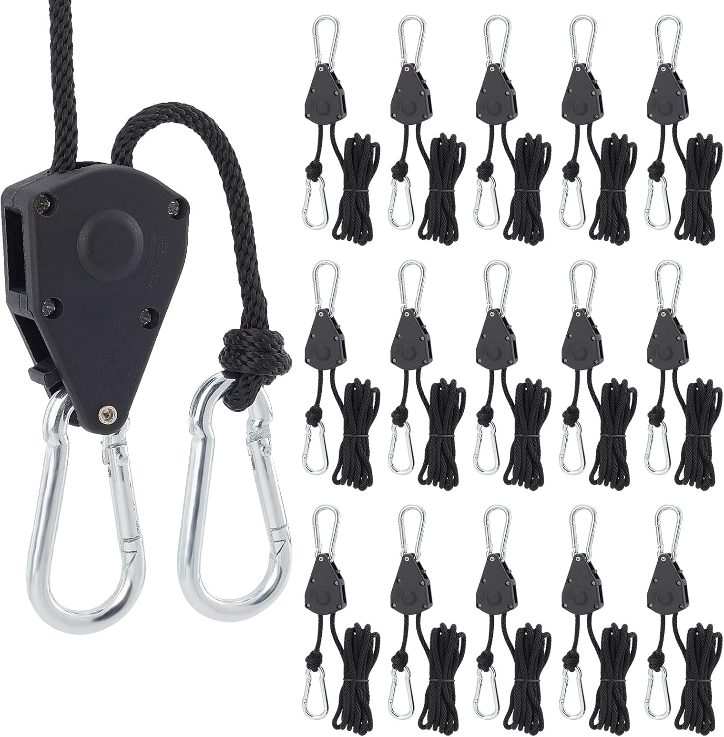8 Pair 1/8" Rope Hanger Heavy Duty Grow Light Rope Hangers Adjustable ...