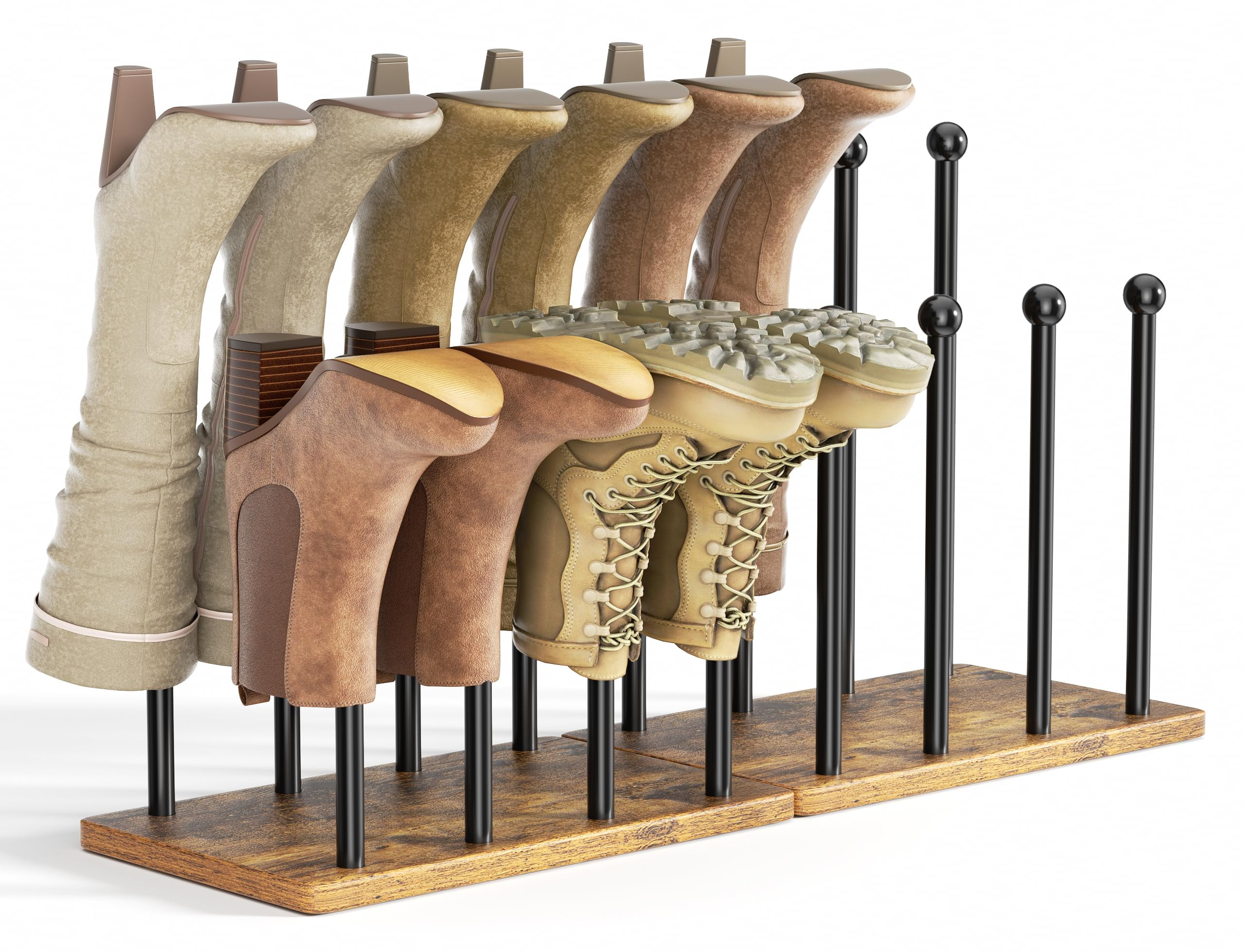8-Pair Free Standing Metal Shoe Rack With Wood Base - Walmart.com