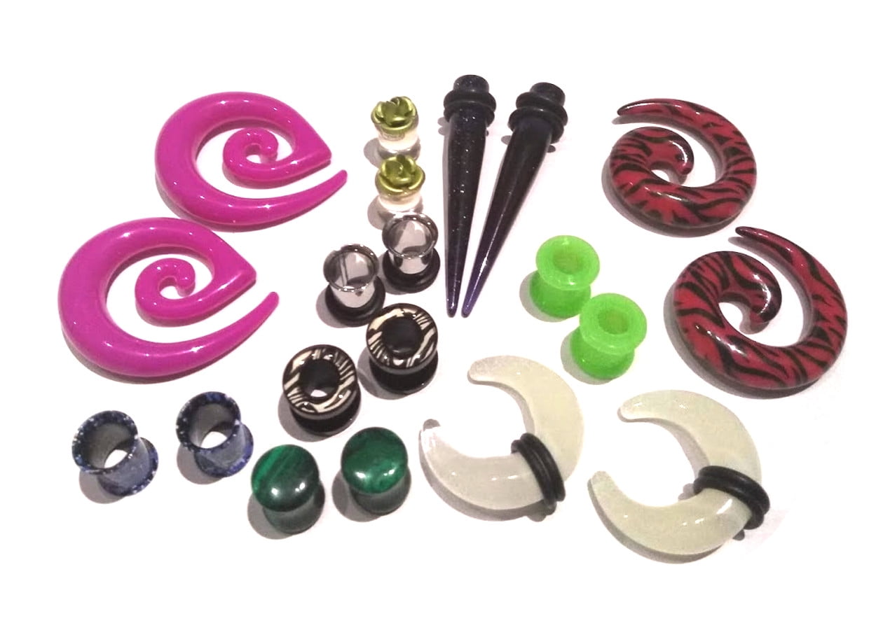 Walmart 8 Pair Mix Piercing Silicone Ear Plugs Tapers Spirals Tunnels ...