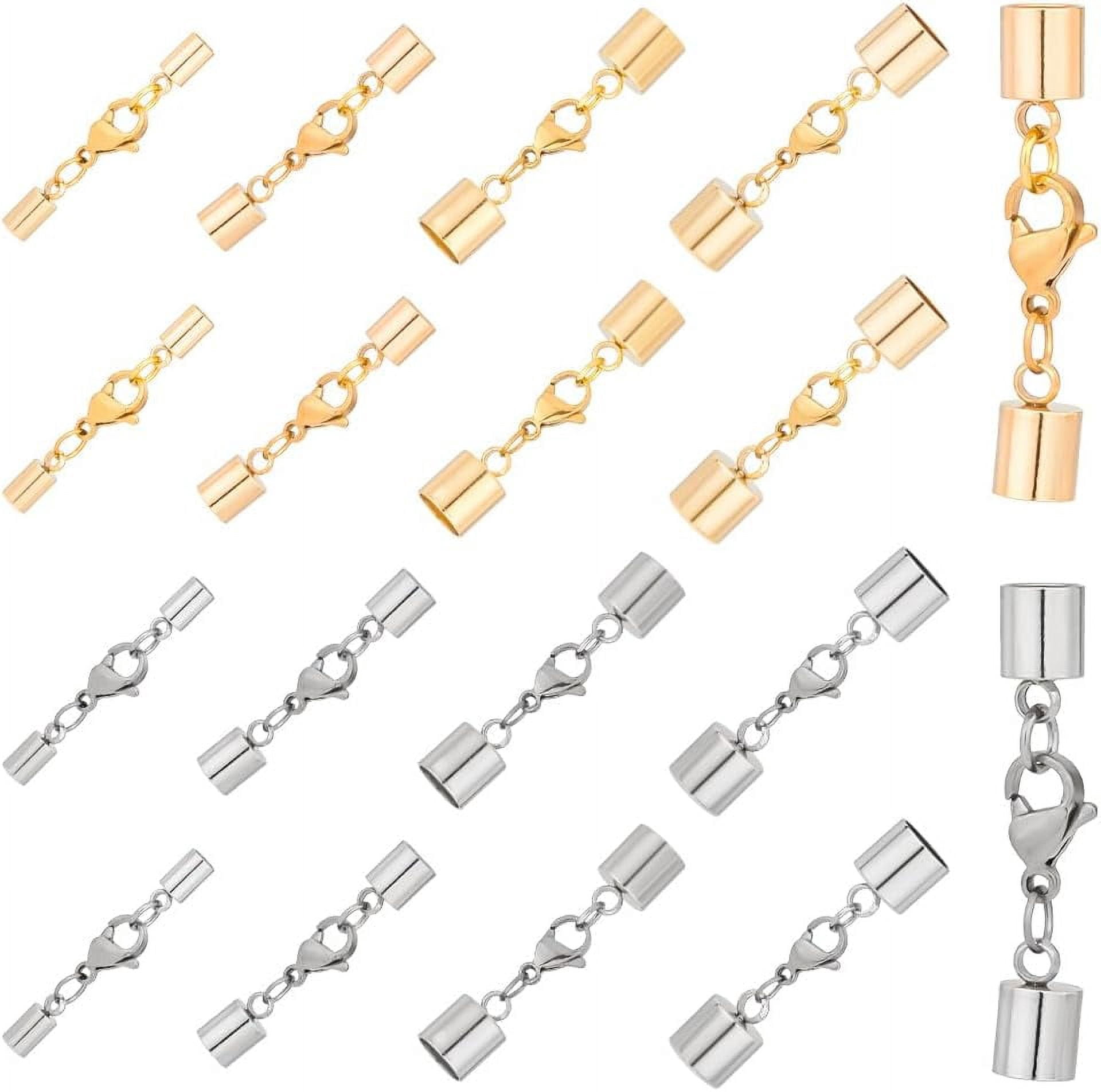 8 Pairs 2 Colors Stainless Steel Cord Ends Caps Connector with Jump ...