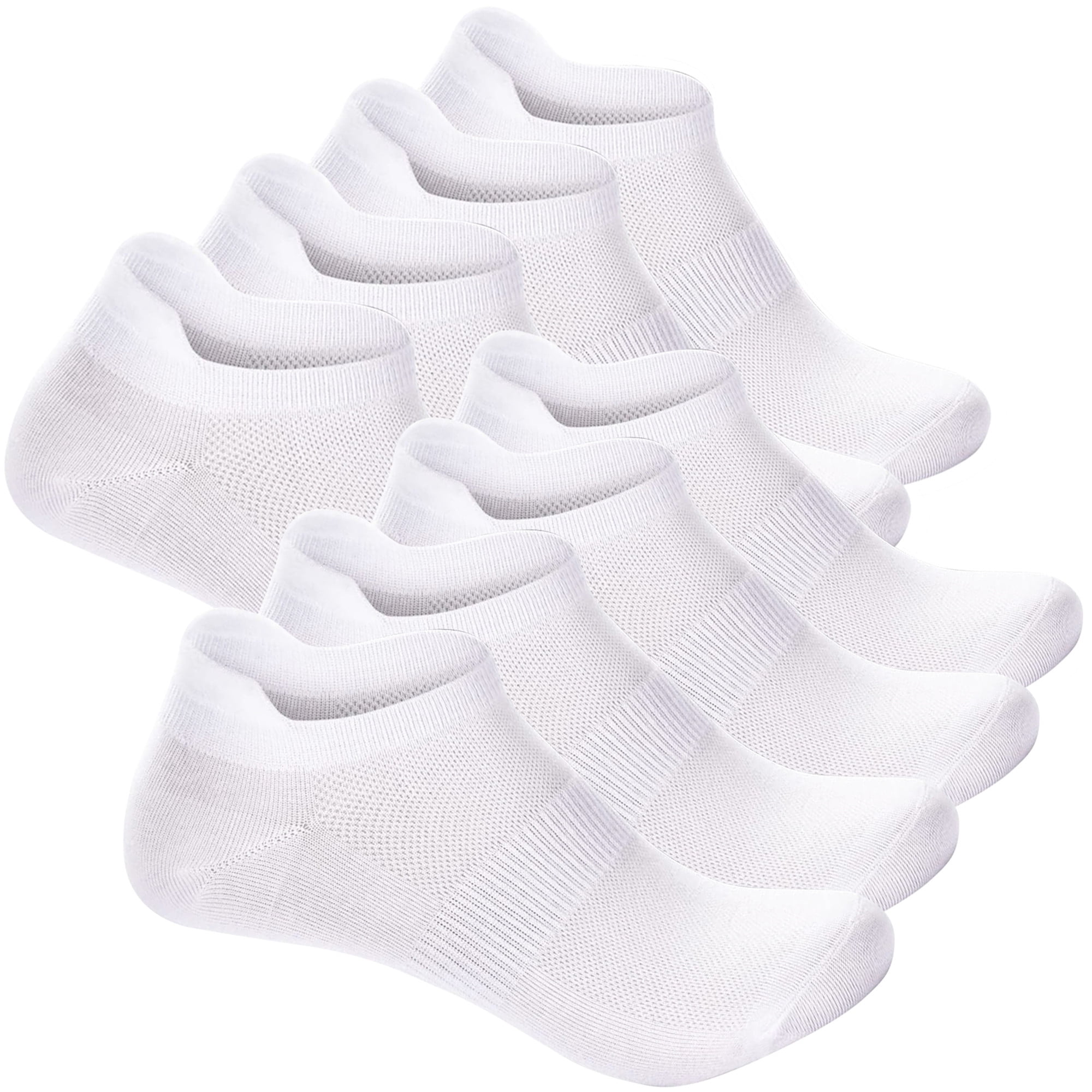 GlamourGarden 8 Pairs Women's Thin Ankle Running Socks, White, Low Cut ...