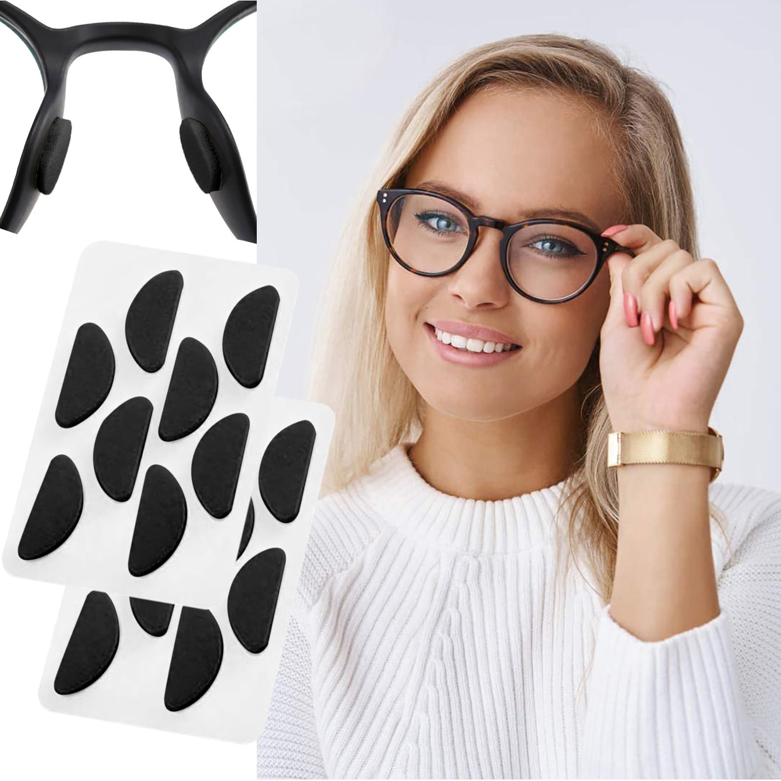 8 Pairs Black Rubber Sunglasses Anti Indentation Nose Drag Slip Eye Pad ...