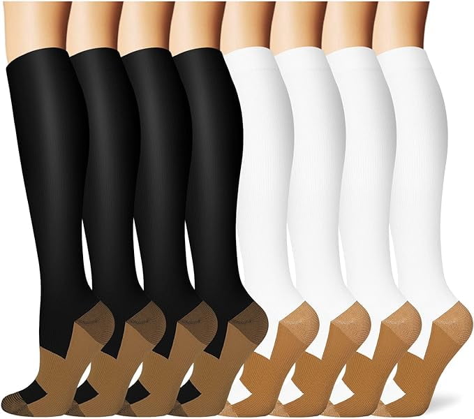8 Pairs Copper Compression Socks for Men Women Knee Support Hose Medias ...