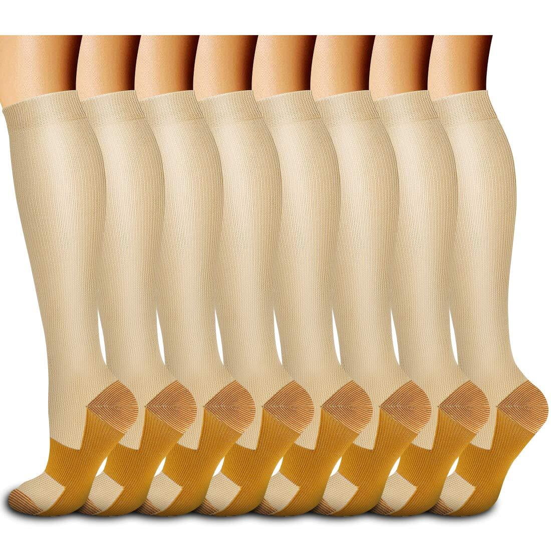 8 Pairs Copper Compression Socks for Women & Men Circulation 15-20 mmhg ...