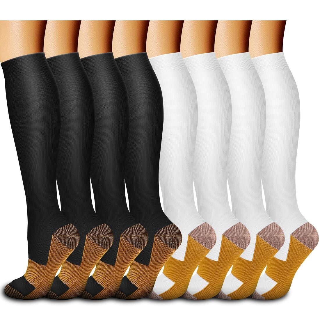 8 Pairs Copper Compression Socks for Women & Men Circulation 15-20 mmhg ...