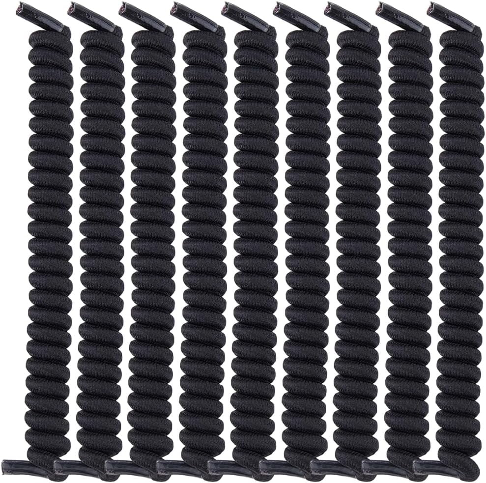 8 Pairs Curly No Tie Shoelaces Black Elastic Replacement Sneakers ...