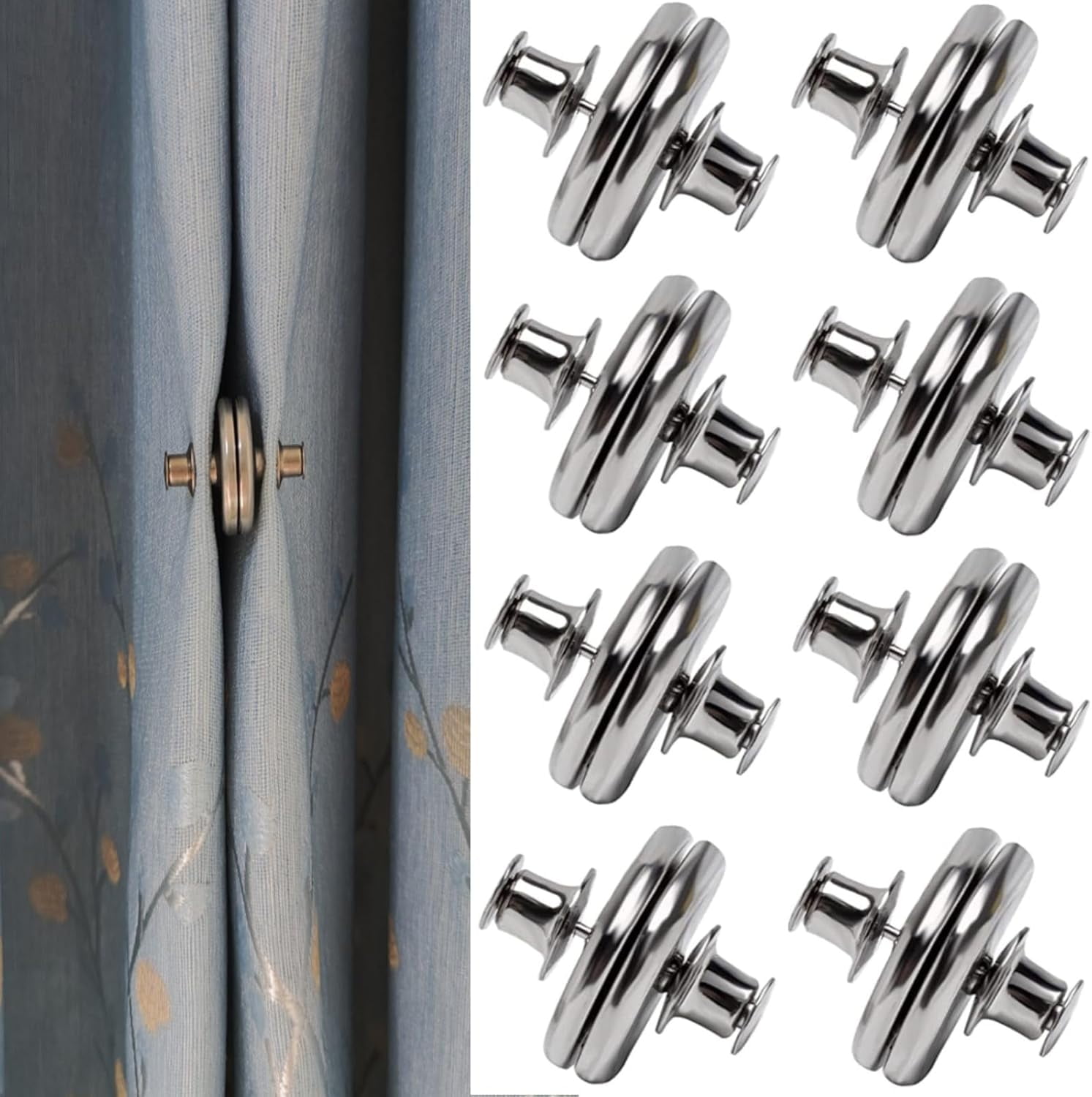 8 Pairs Curtain Magnets Closure, Magnetic Curtain Clips for Indoor ...