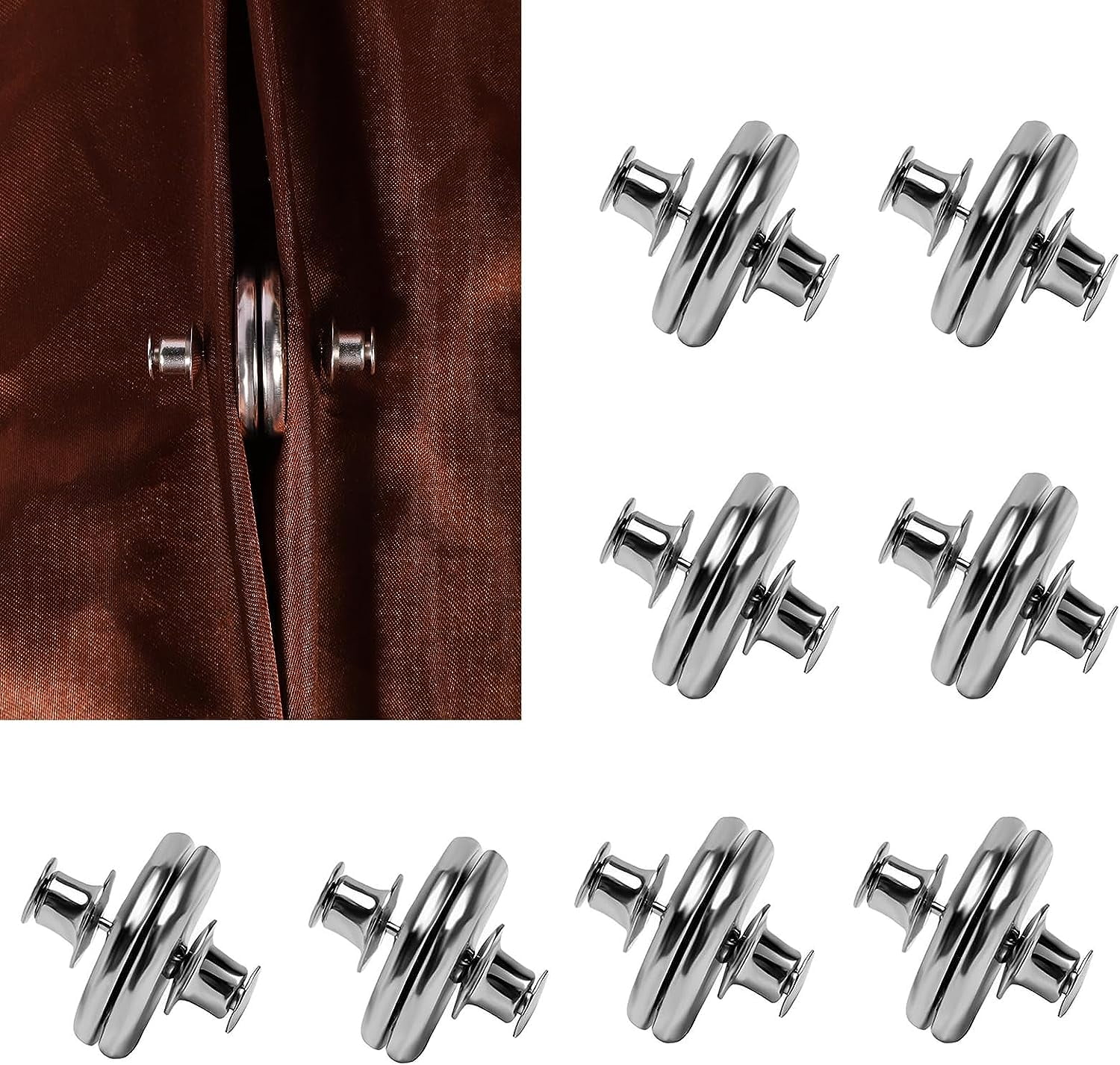 8 Pairs Curtain Magnets Closure, Magnetic Curtain Clips Strong Curtain ...