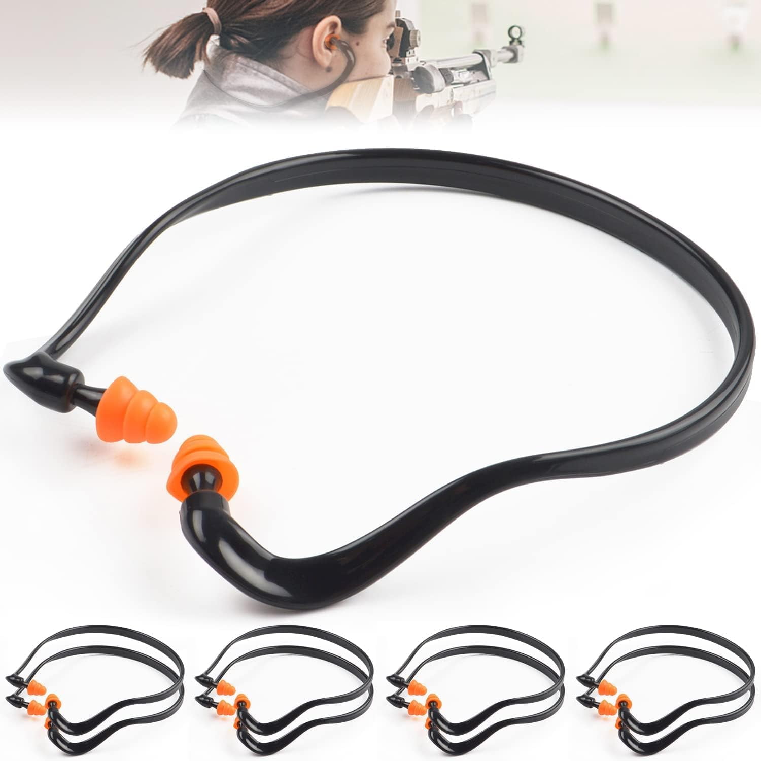 8 Pairs Ear Plugs Banded for Shooting Range Noise Cancelling Reusable ...