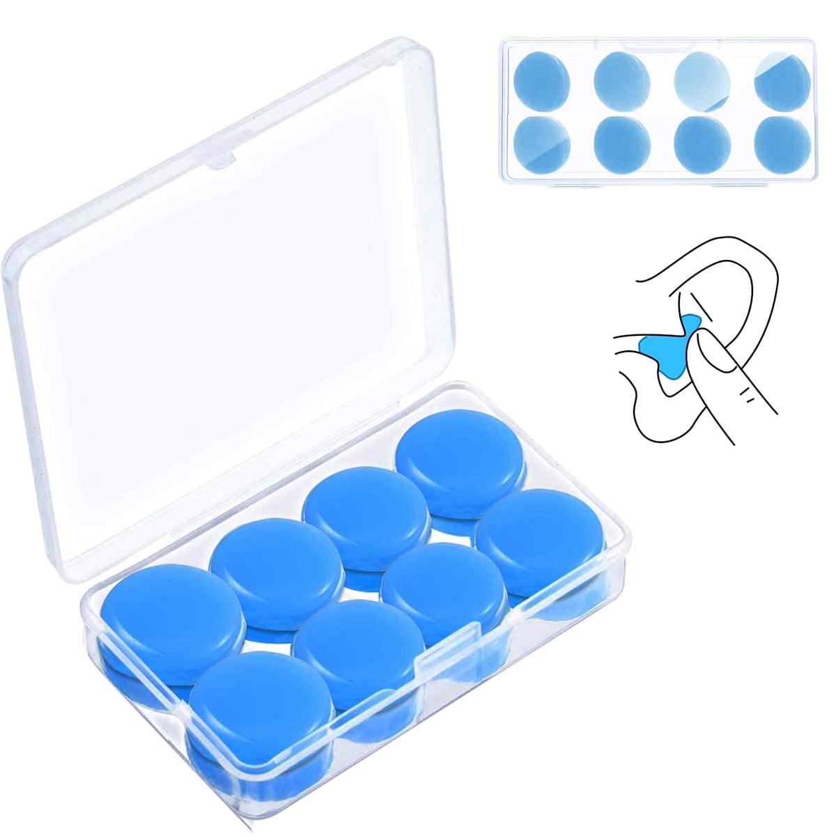 8 Pairs Ear Plugs for Sleeping Soft Reusable Moldable Silicone Earplugs ...