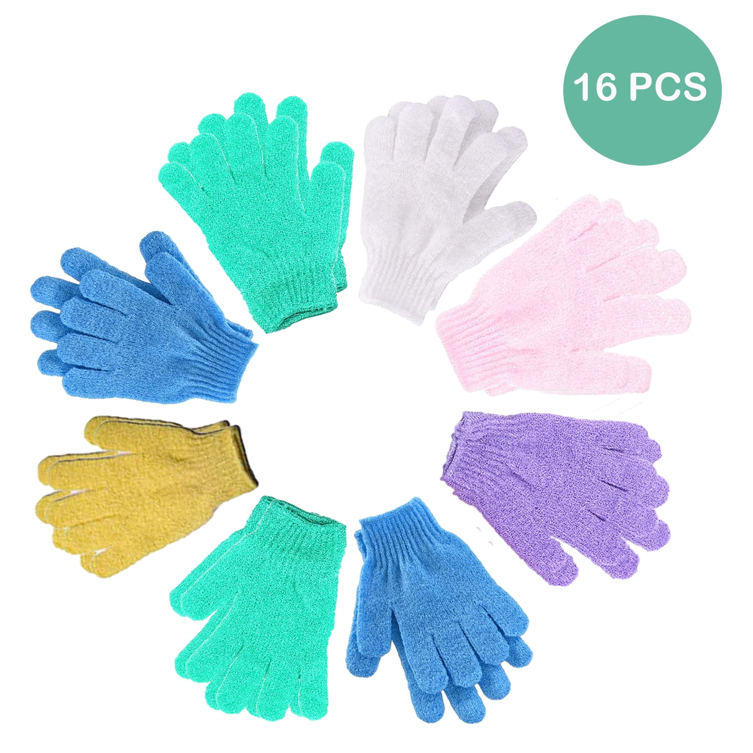 MoonSun 8 Pairs Exfoliating Shower Gloves, Body Scrubber, Washable ...