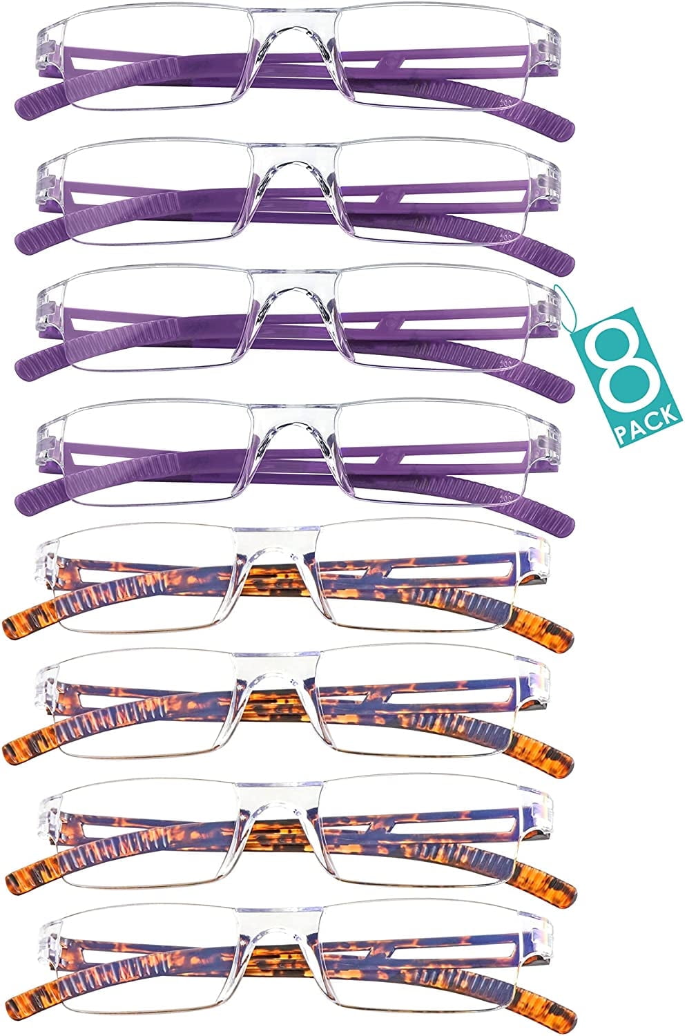 8 Pairs Reading Glasses, Blue Light Blocking Glasses, Computer Reading ...