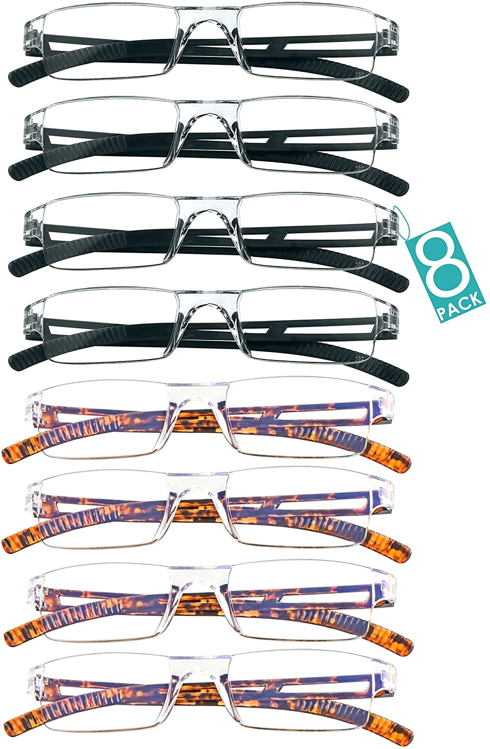 8 Pairs Reading Glasses, Blue Light Blocking Glasses, Computer Reading ...