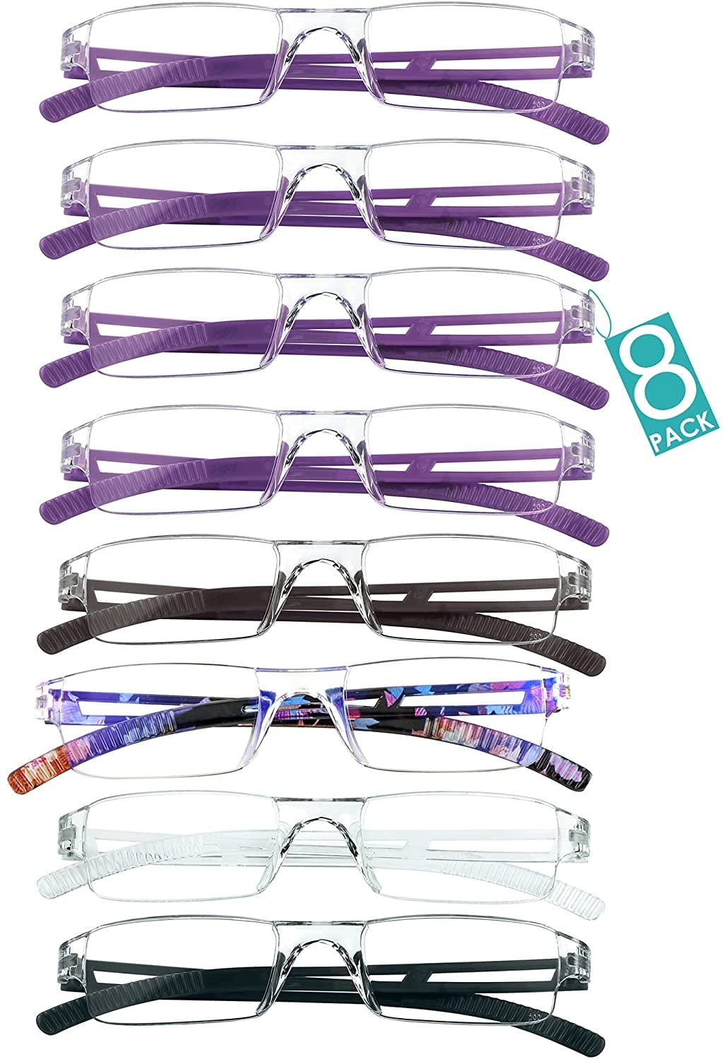8 Pairs Reading Glasses, Blue Light Blocking Glasses, Computer Reading ...