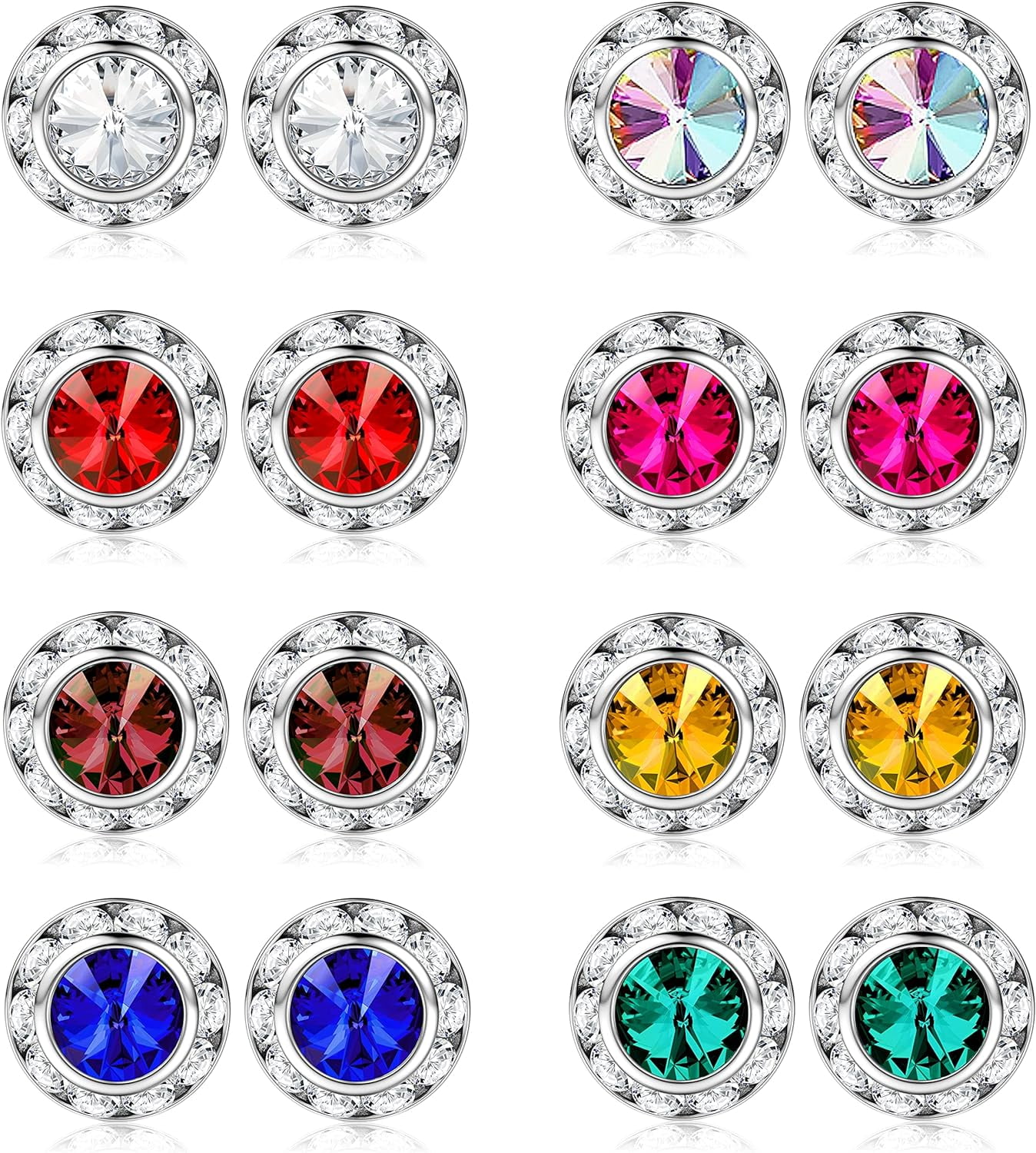 8 Pairs Rhinestone Earrings for Women Dance Competition Earrings ...
