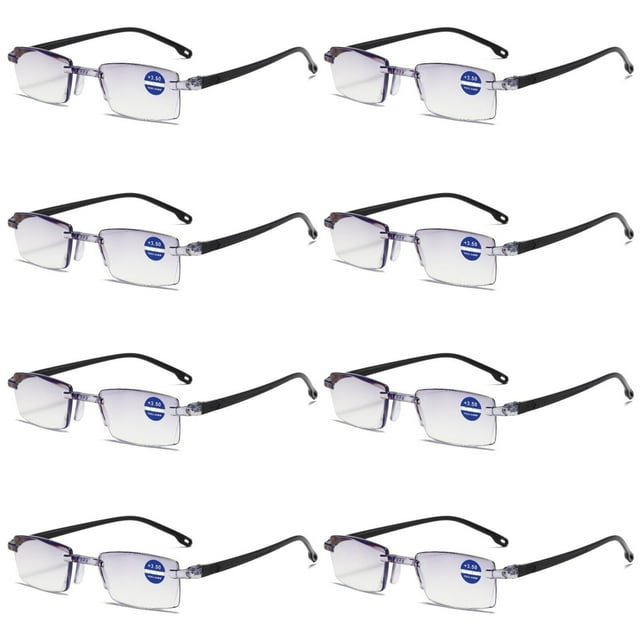 8 Pairs Rimless Blue Light Blocking Reading Glasses Diamond Cut Edge ...