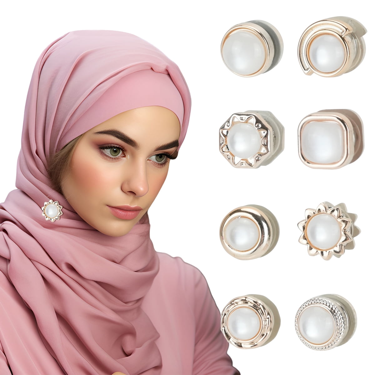 8 Pairs Strongest Commercial Magnetic Hijab Buttons, Hijab Magnetic ...