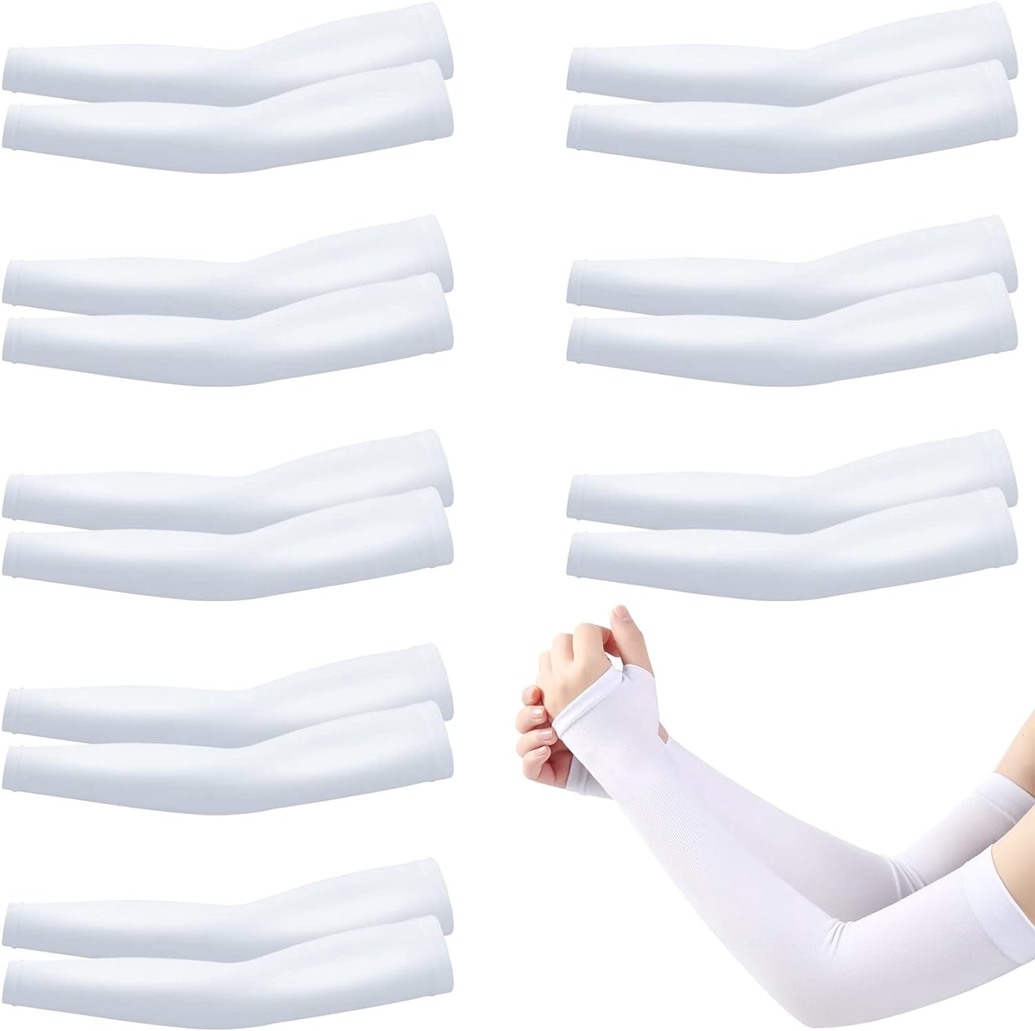 8 Pairs Sun Long Sleeves UV Protection Cooling Arm Sleeves - Thumb Hole ...