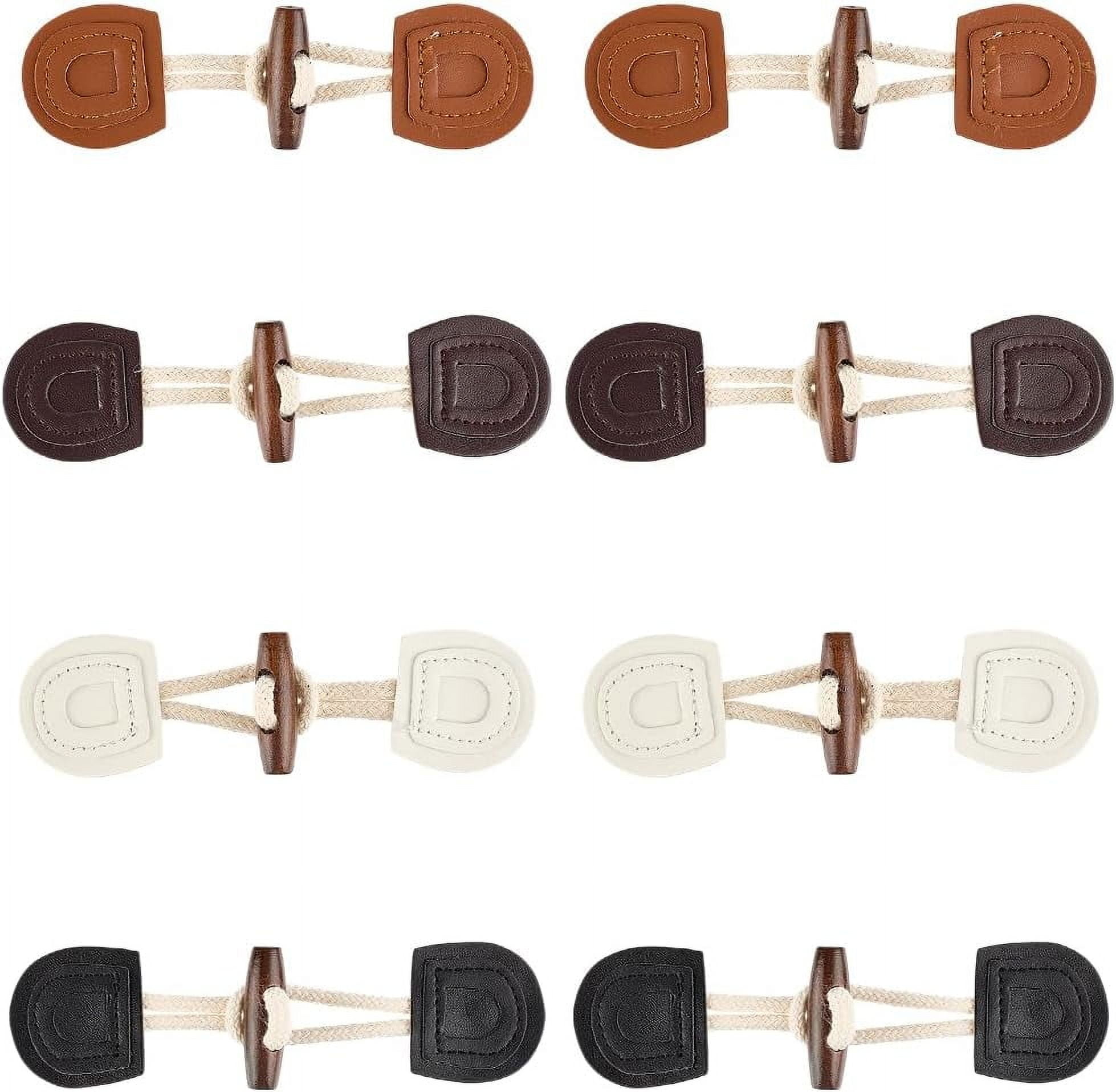 8 Pairs Toggle with Wooden Horn Button 4 Colors Leather Sew-On Toggles ...