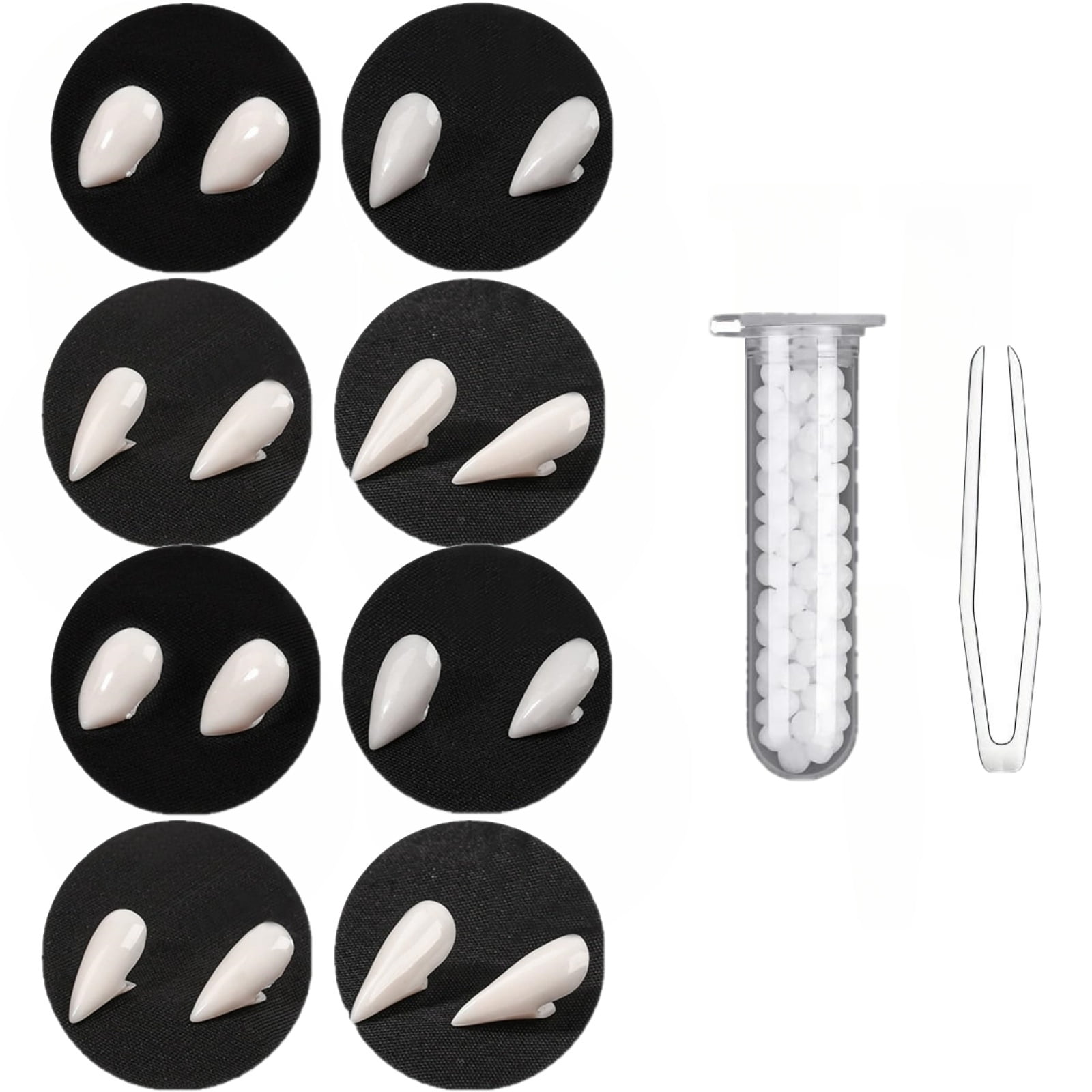 8 Pairs Vampire Teeth Fangs Dentures with Solid Adhesive, 4 Sizes Fang ...