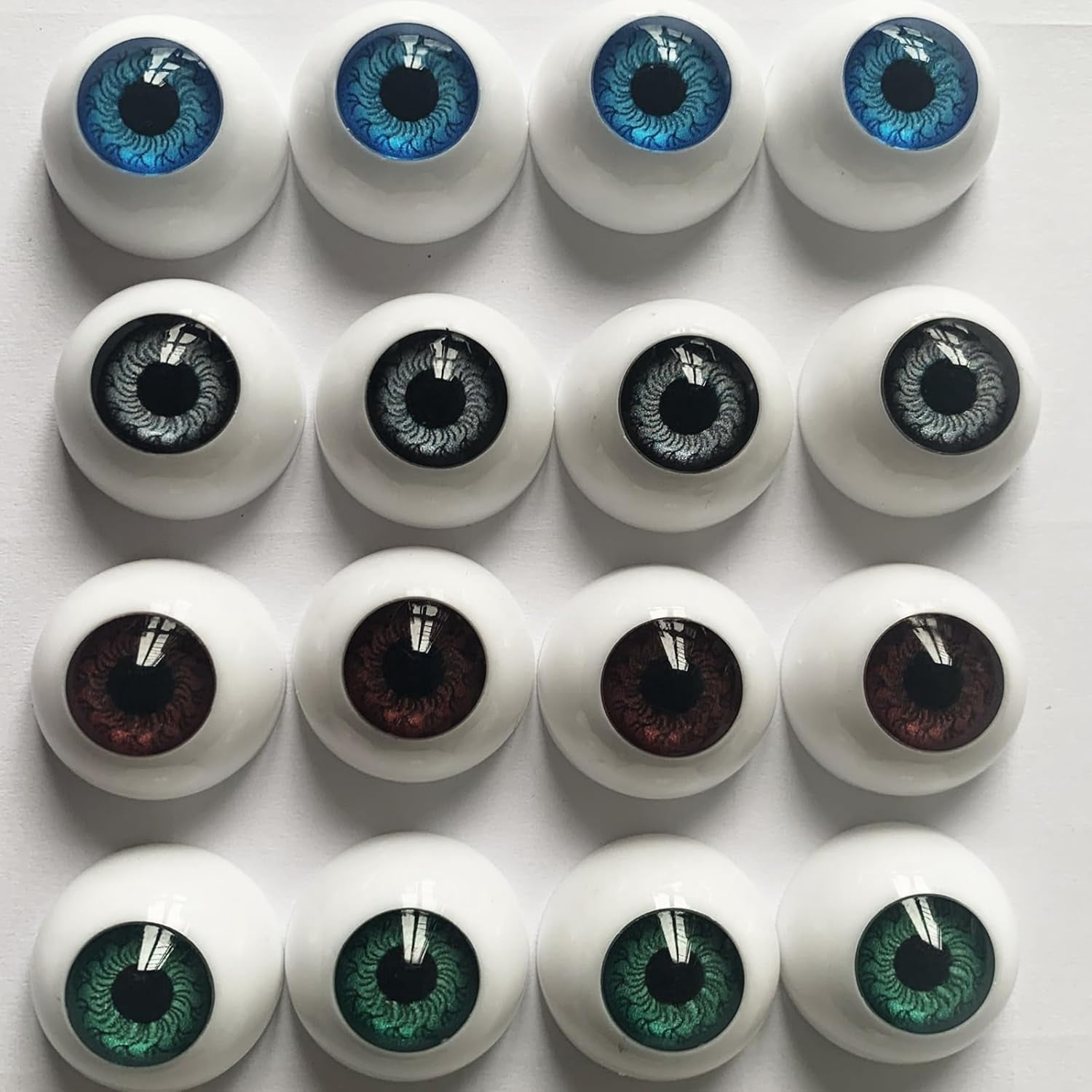 8 Pairs of 4 Colors 22mm Half Round Realistic Acrylic Eyes for ...