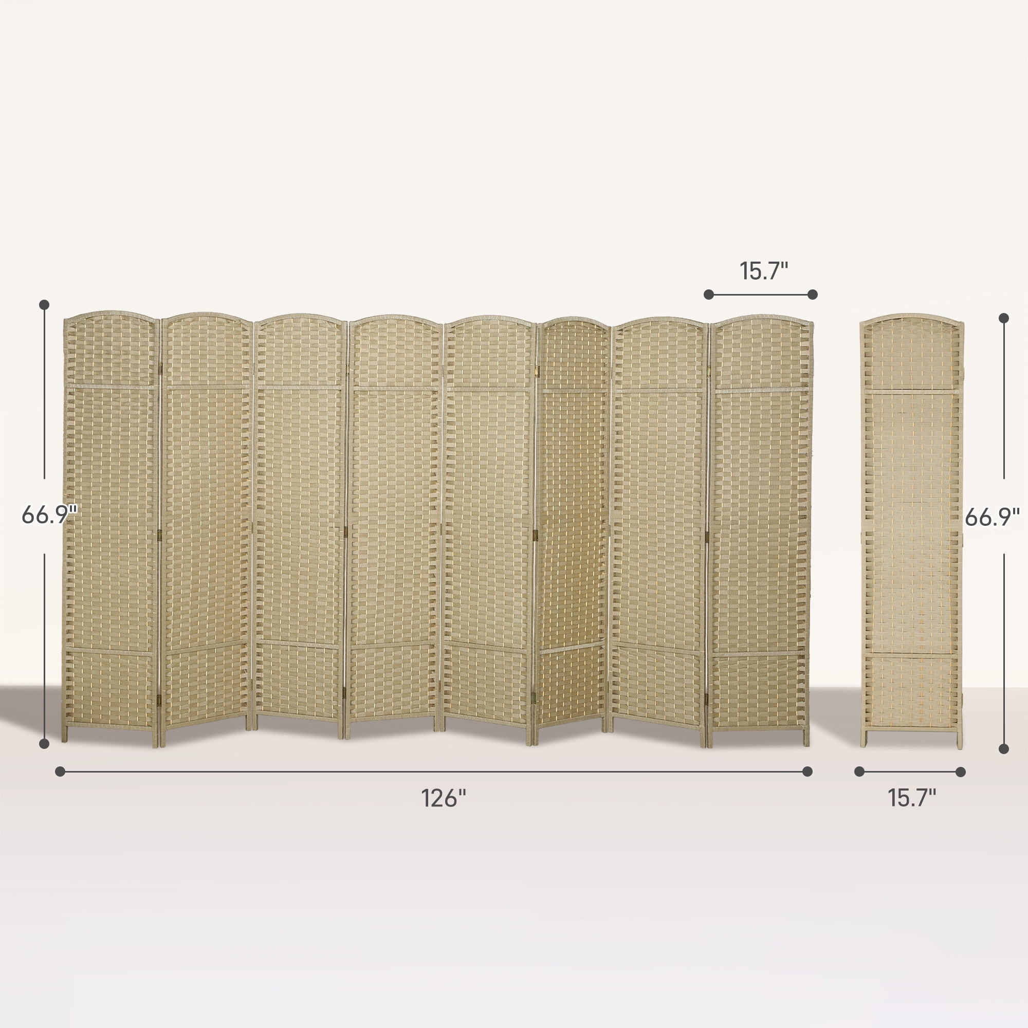 8-Panel Folding Room Divider - Elegant Arched Top & Weaving Pattern ...