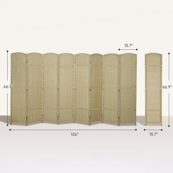 8-Panel Folding Room Divider - Elegant Arched Top & Weaving Pattern ...