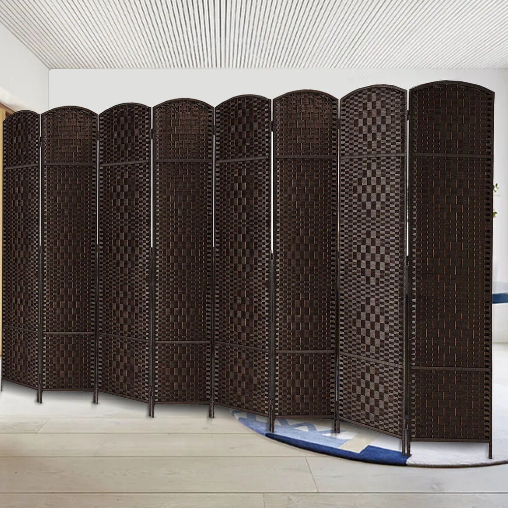 8 Panel Folding Room Divider Weave Fiber Privacy Screen Partition Wall ...