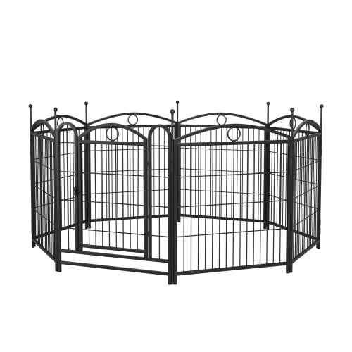 8 Panel Metal Pet Playpen - 32 Inch High Foldable Dog Fence, Rust-Proof ...