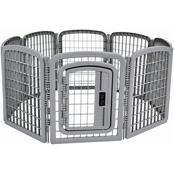 8-Panel Octagonal Plastic Pet Pen Fence Enclosure With Gate, 28 inches ...