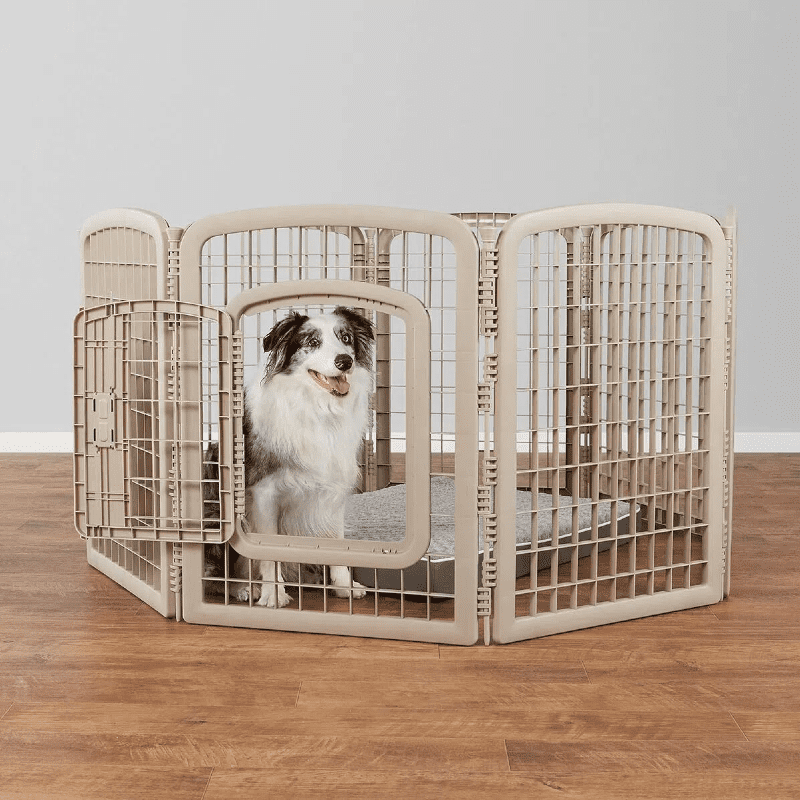 8-Panel Plastic Pet Pen Fence Enclosure With Gate - 64 x 64 x 34 Inches ...