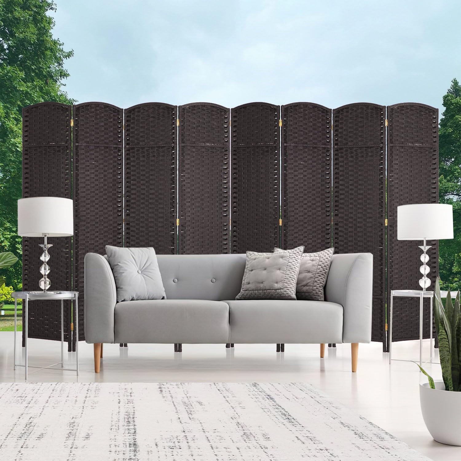 8 Panel Room Divider, 5.6 FT Tall Temporary Wall Room Partitions and ...