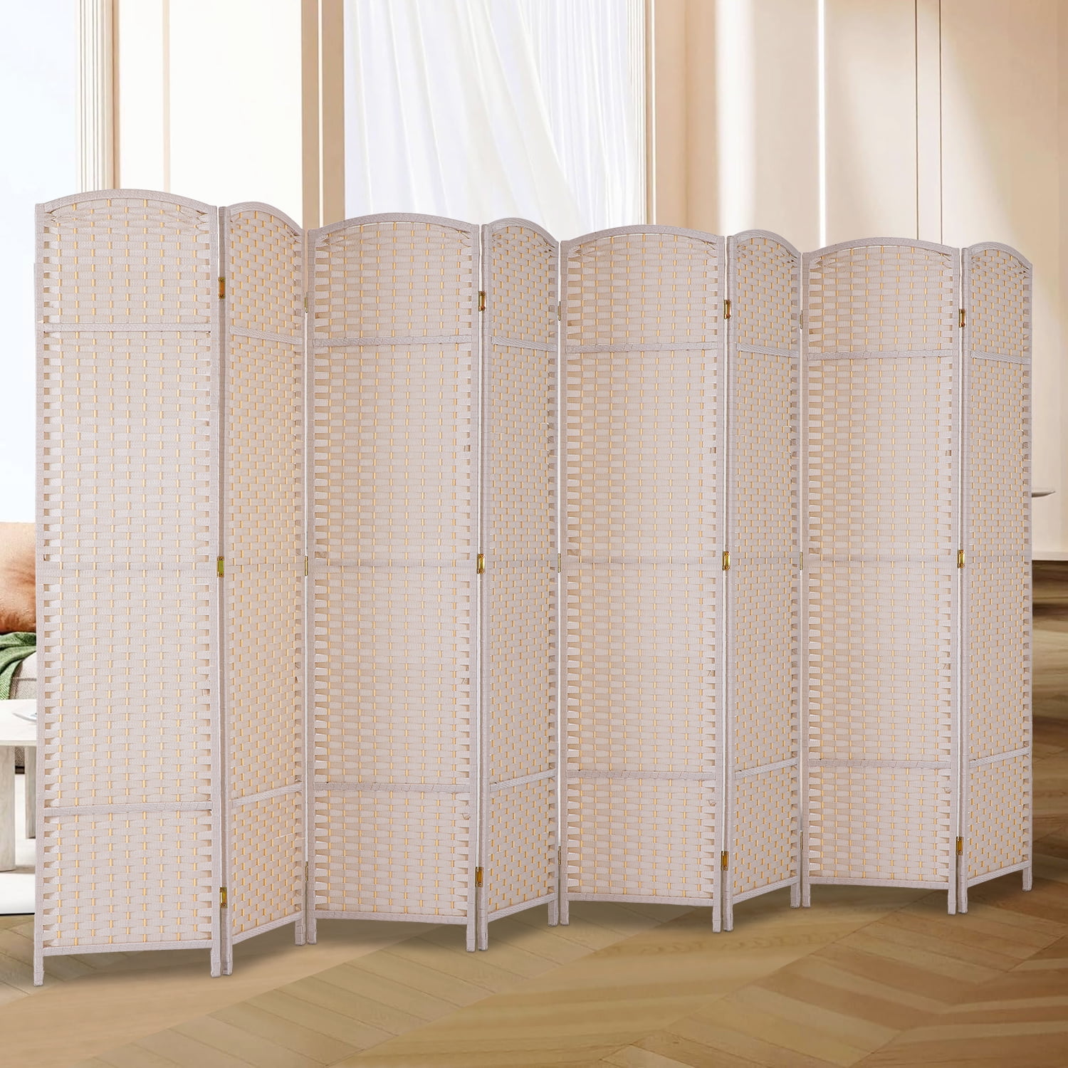8 Panel Room Divider Folding Privacy Screen 5.57 FT Tall Partition Room ...