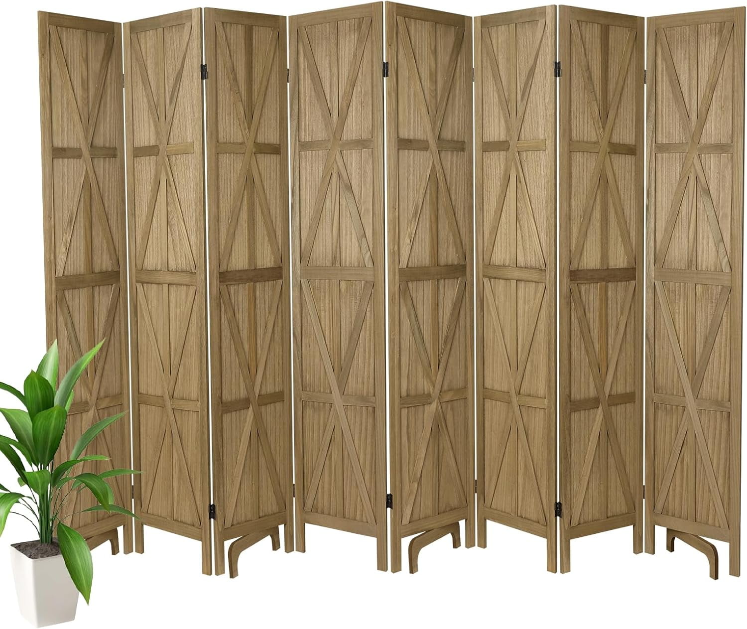 8 Panel Room Divider, Folding Room Divider Privacy Screens Wood ...